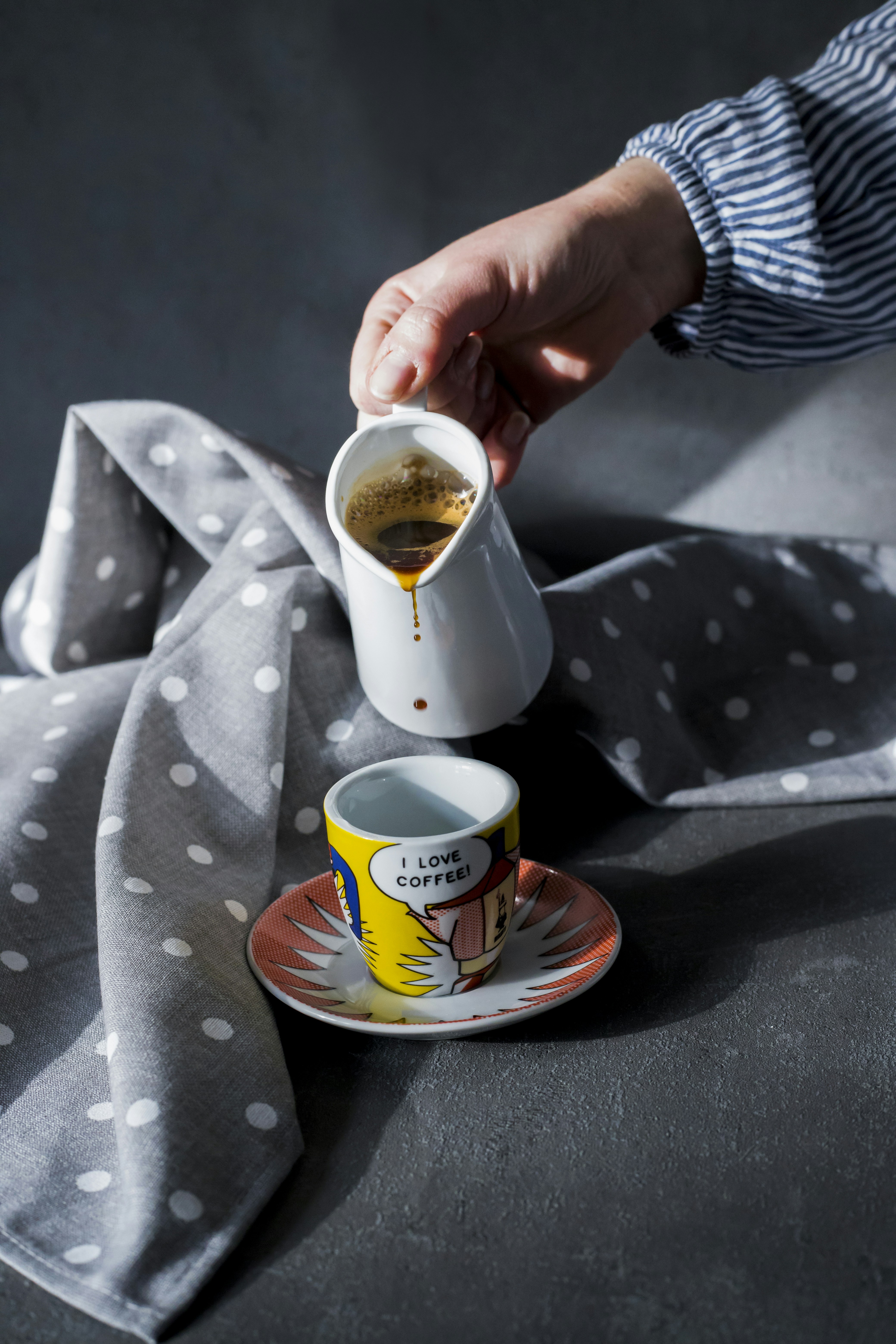 Pouring coffee