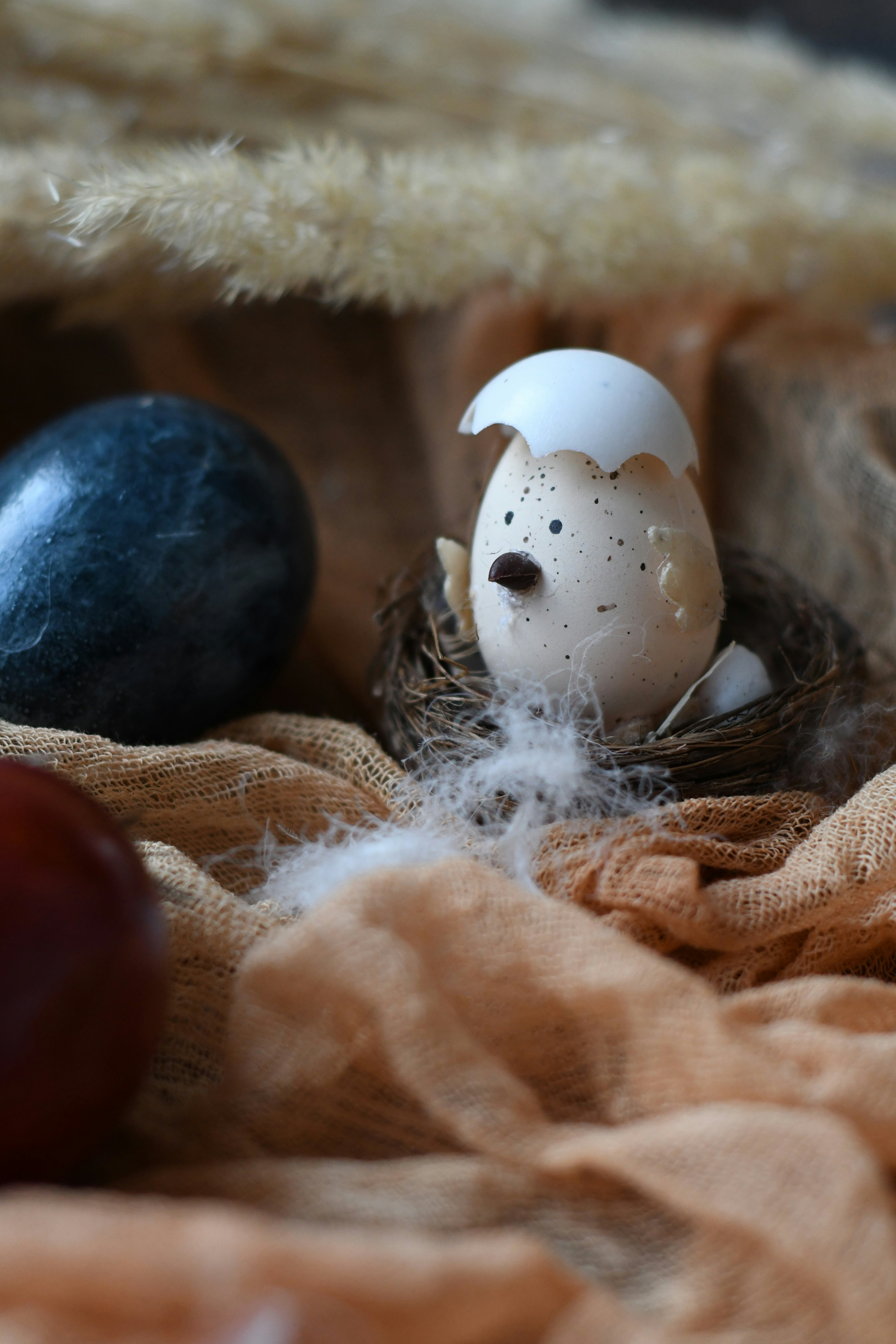 blue and white egg ornament