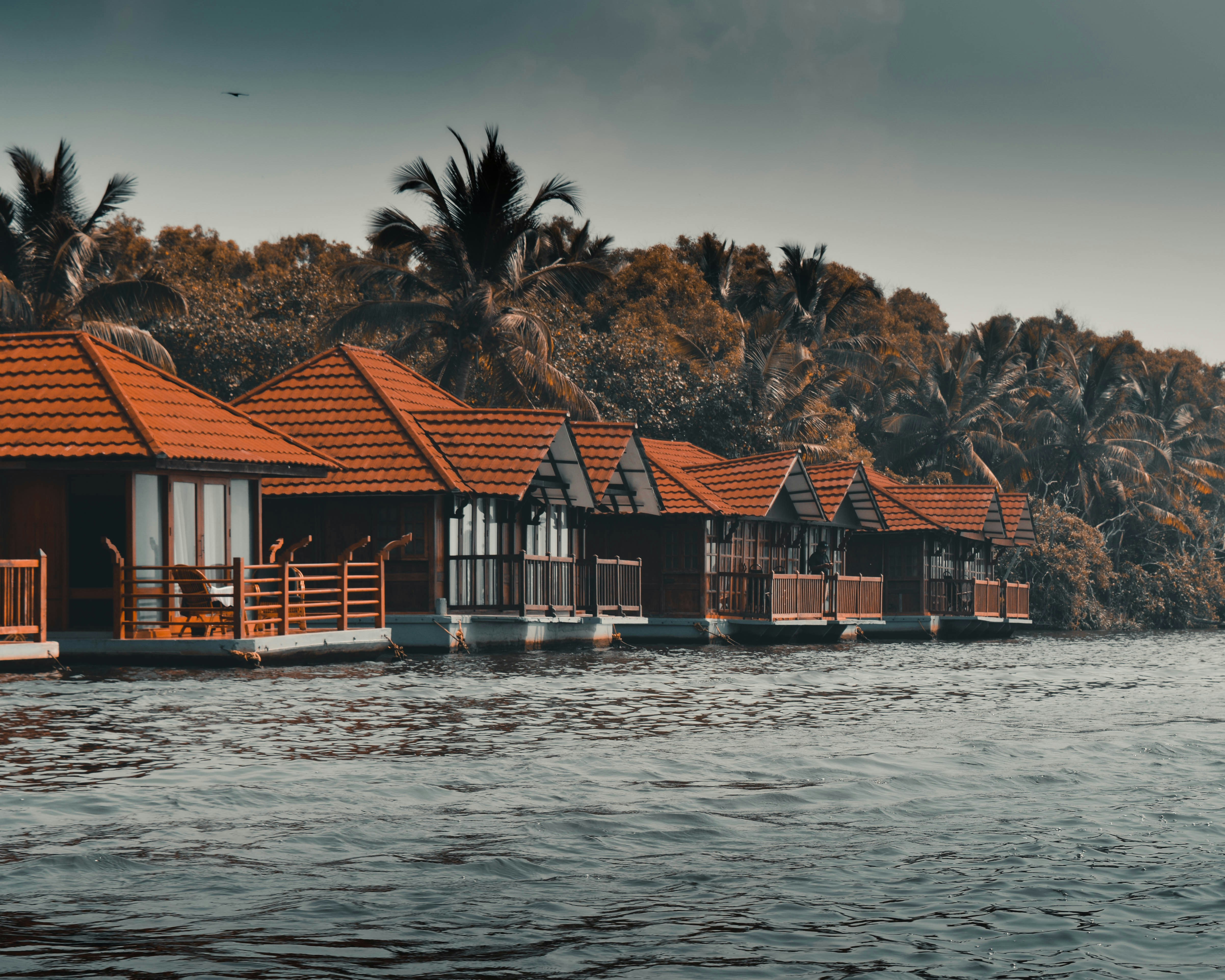 Coral-Tiled Overwater Row: Huts Fringing a Quiet Lagoon