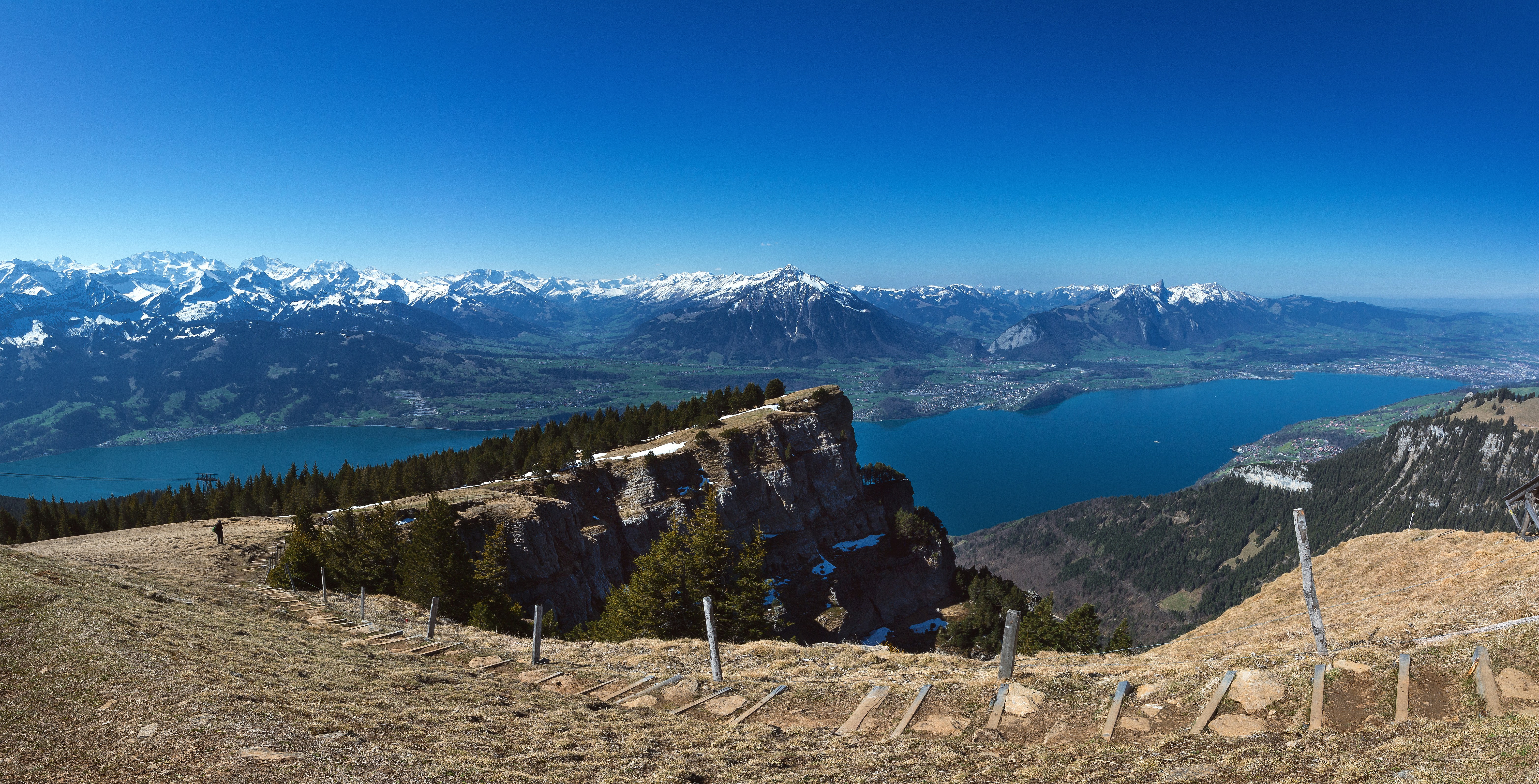mountains, lake, snow, sky, blue, travel