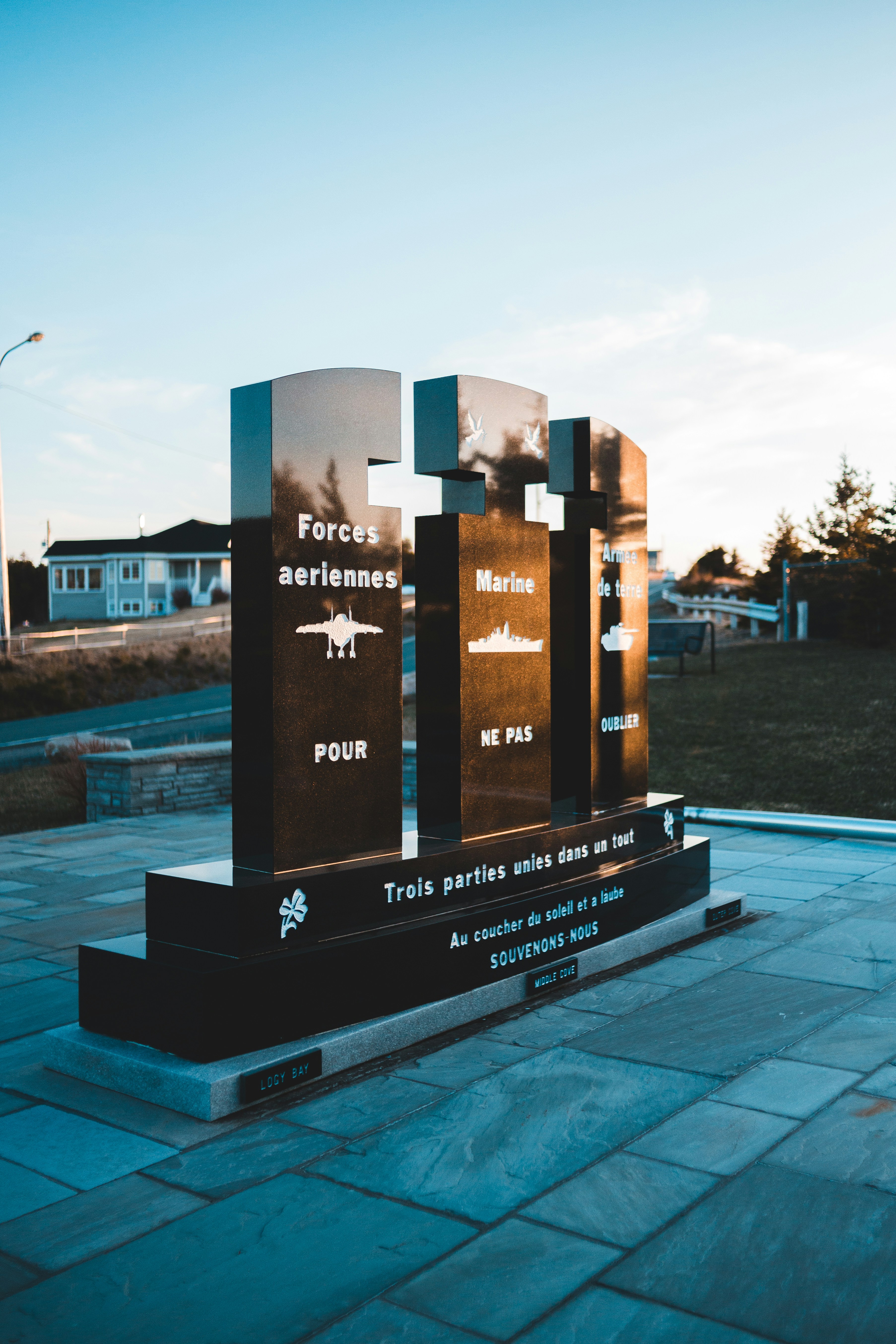 Three Monoliths in Twilight: A Memorial's Quiet Geometry