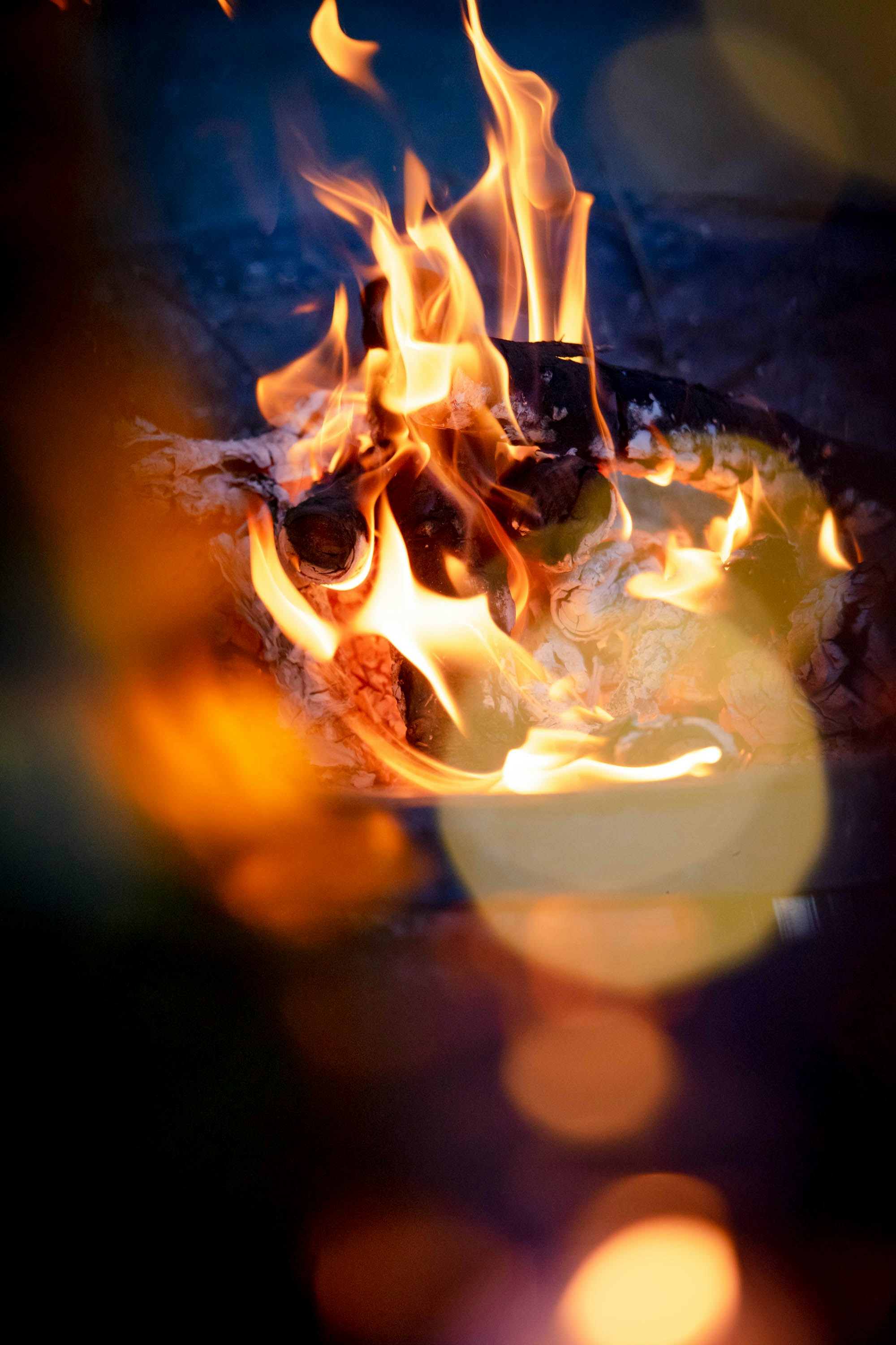 Ember Portrait: Macro Flames Dancing Within a Log's Quiet Glow
