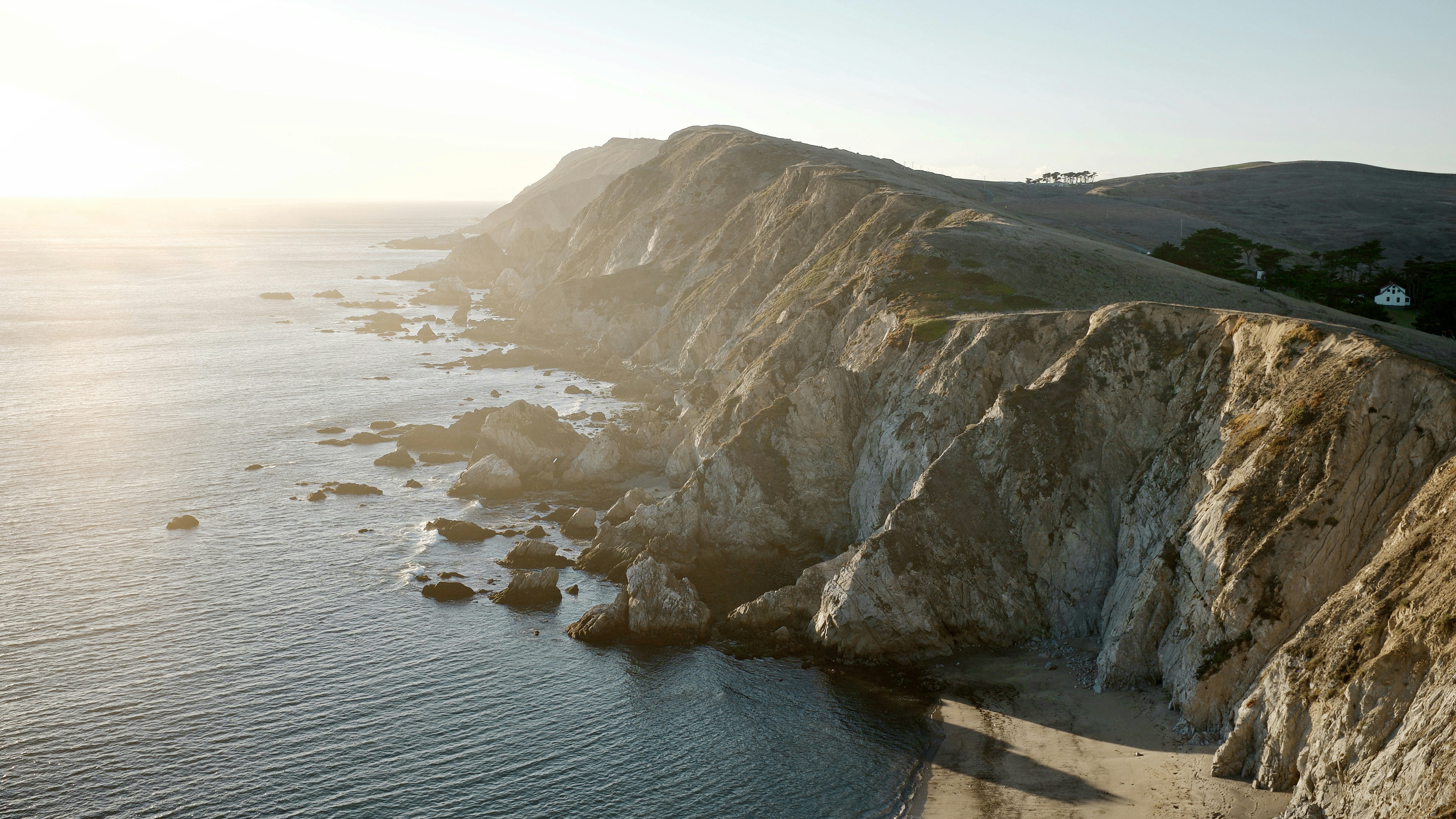 Dusk Along the Chalky Edge: Golden Light on Coastal Cliffs