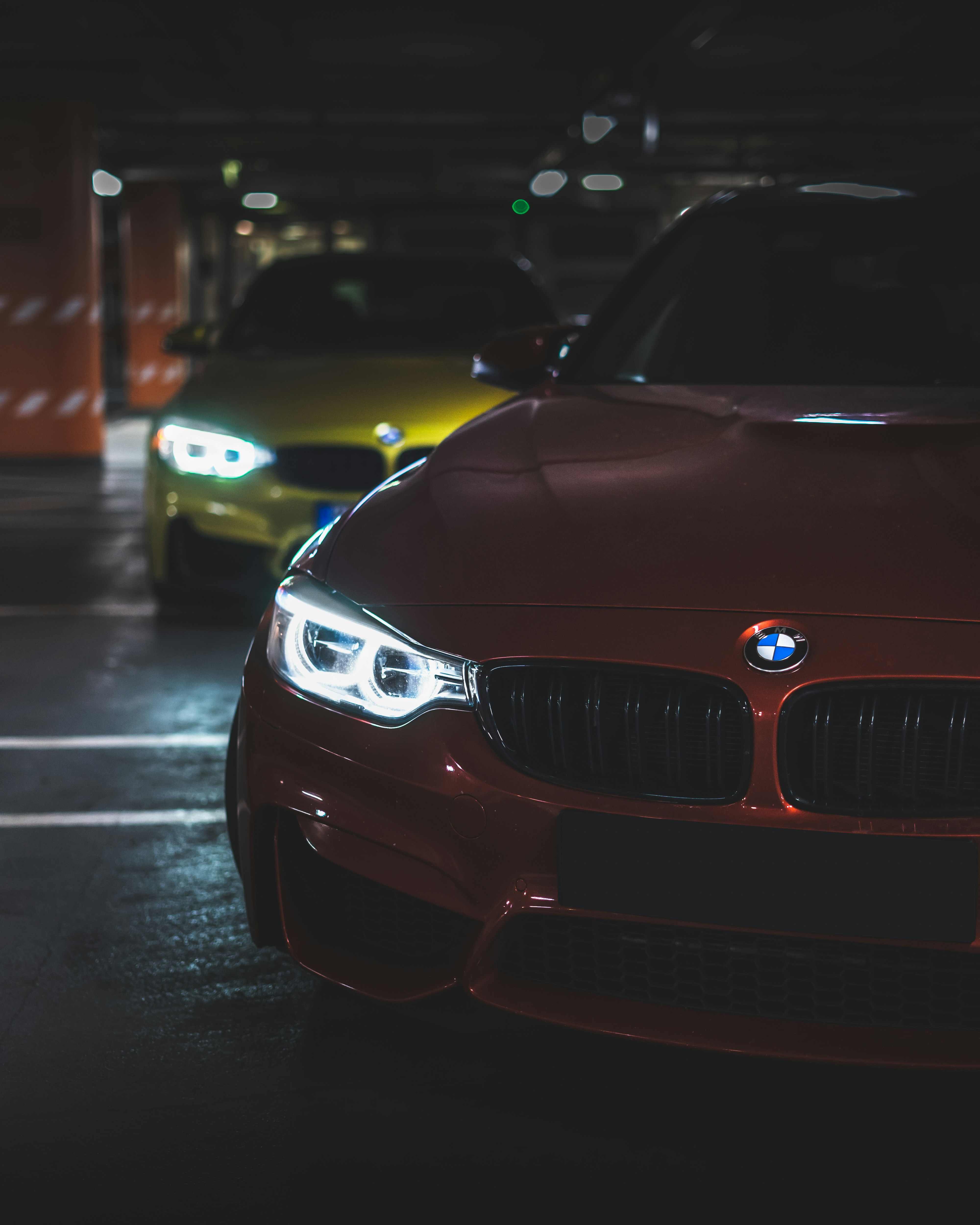 Red bmw m 3 on road during night time photo – Free Slovakia Image on ...