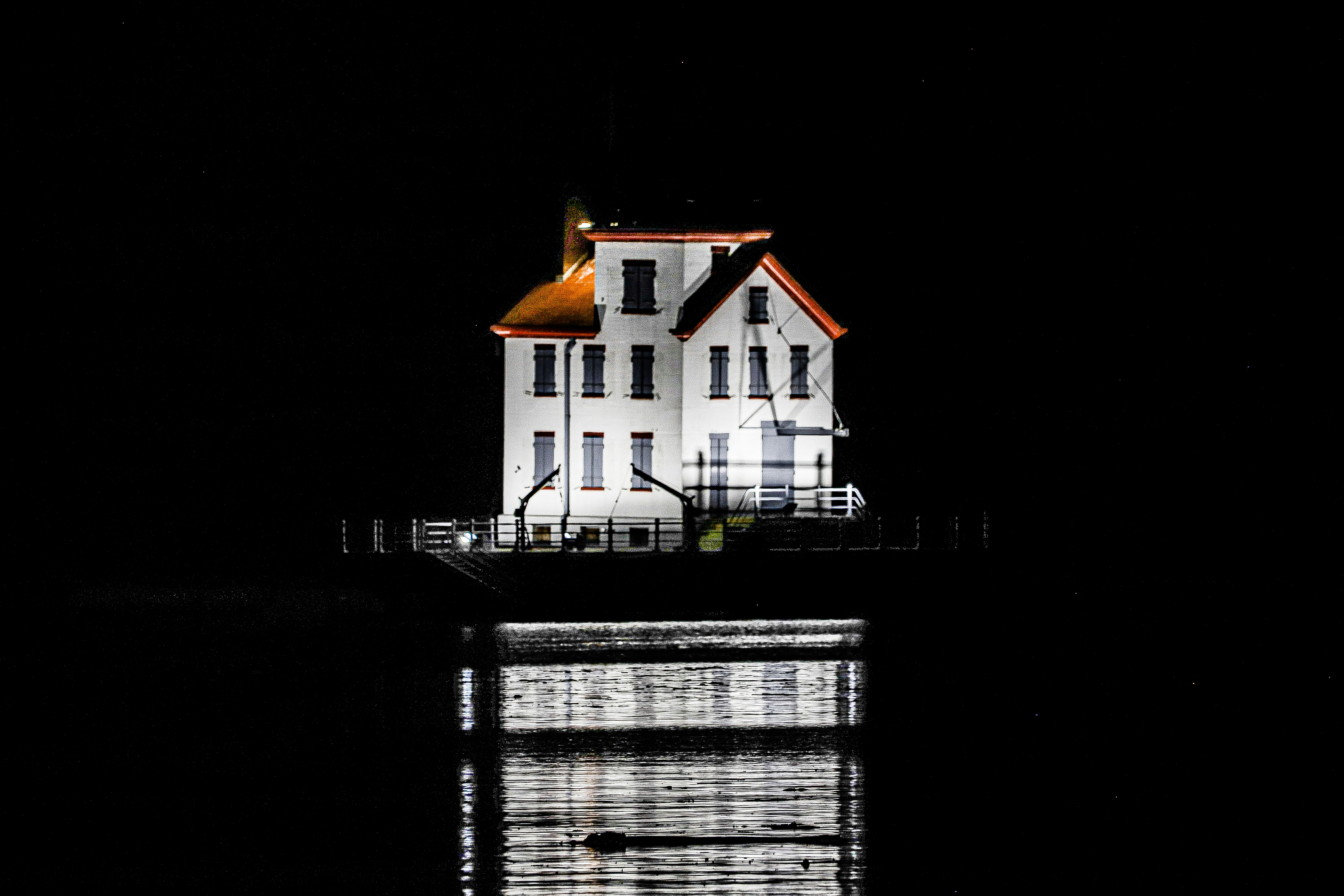 Lone House Adrift on Midnight Water