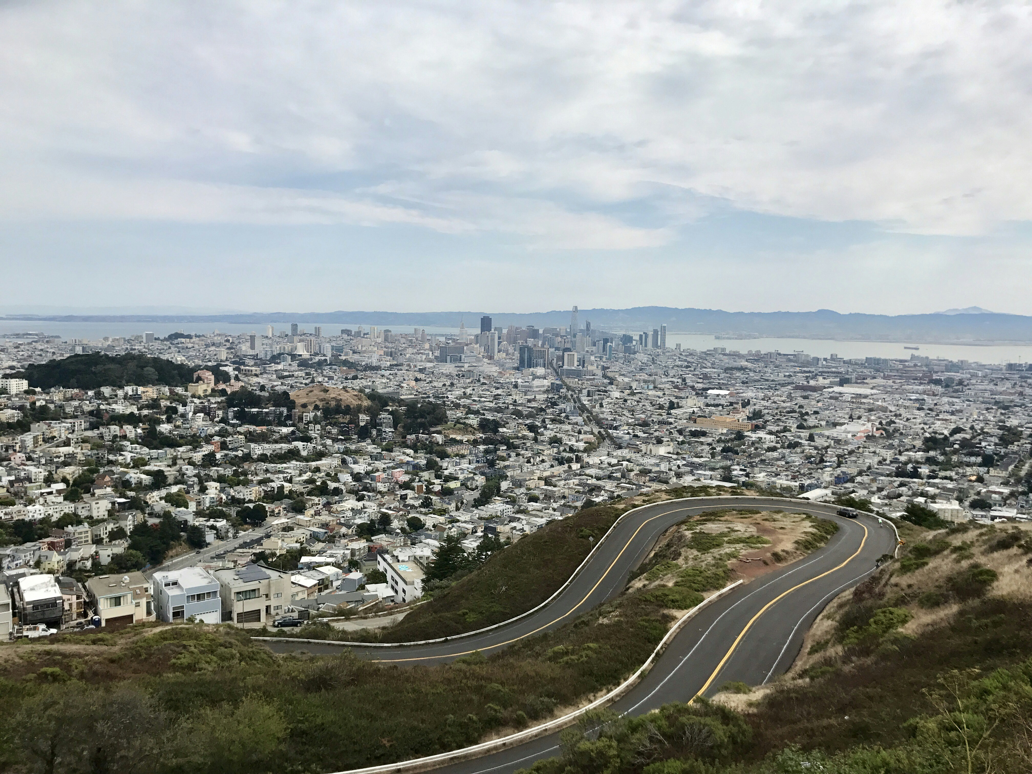The view of the San Francisco Bay area from the top of Twin Peaks.