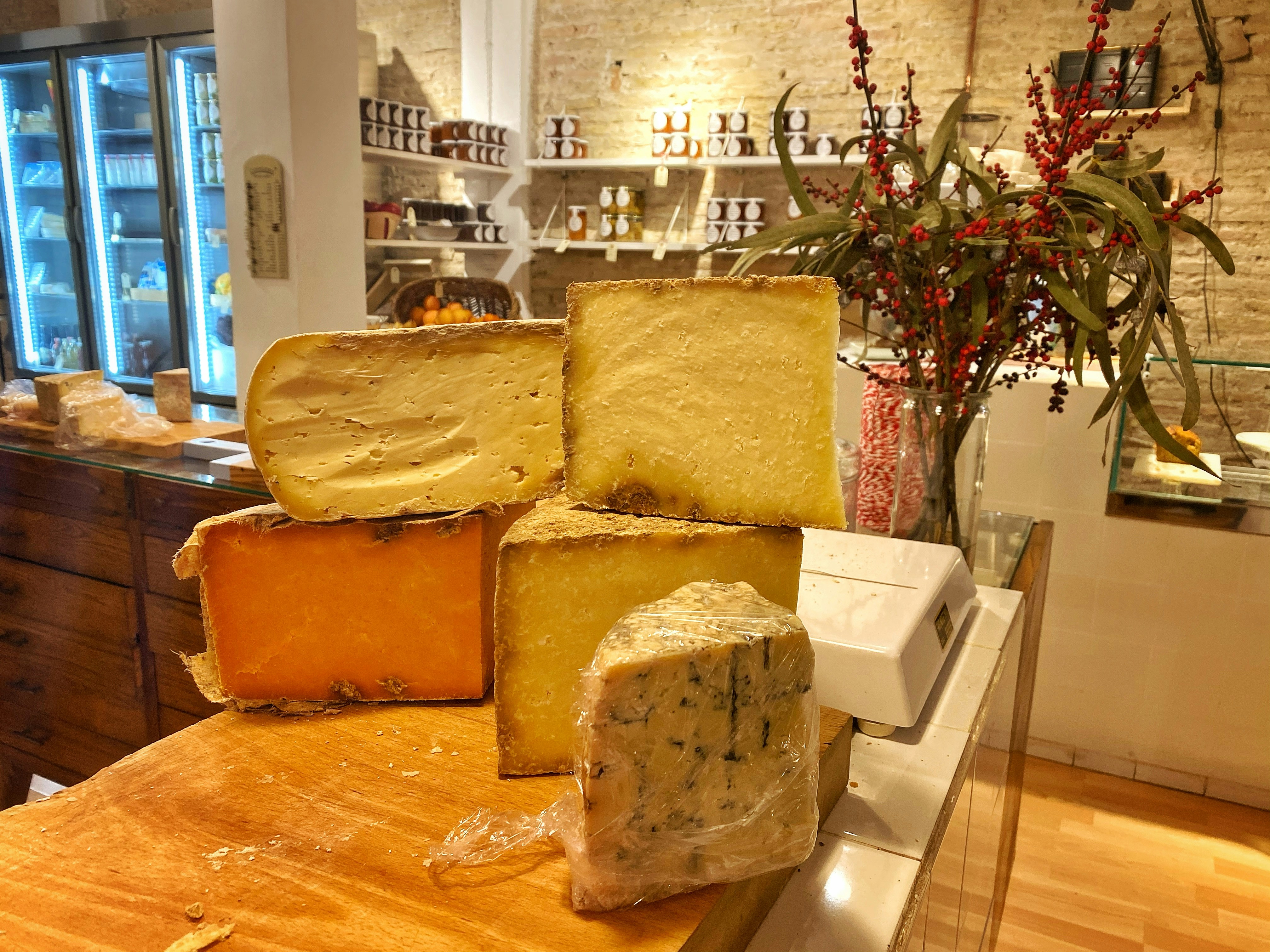 Cheese Towers in a Rustic Boutique Shop