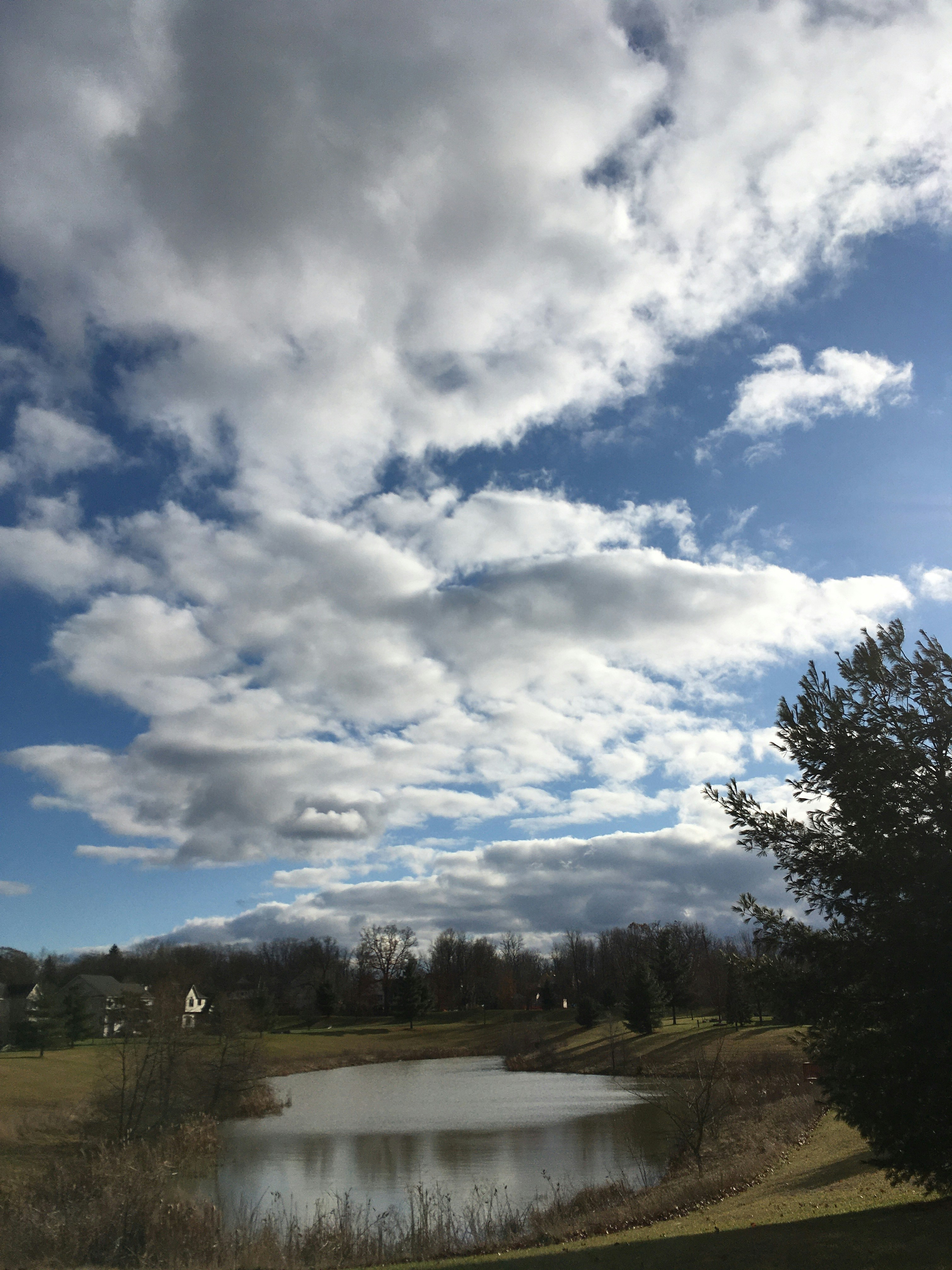 Clouds over the quiet lake: afternoon calm