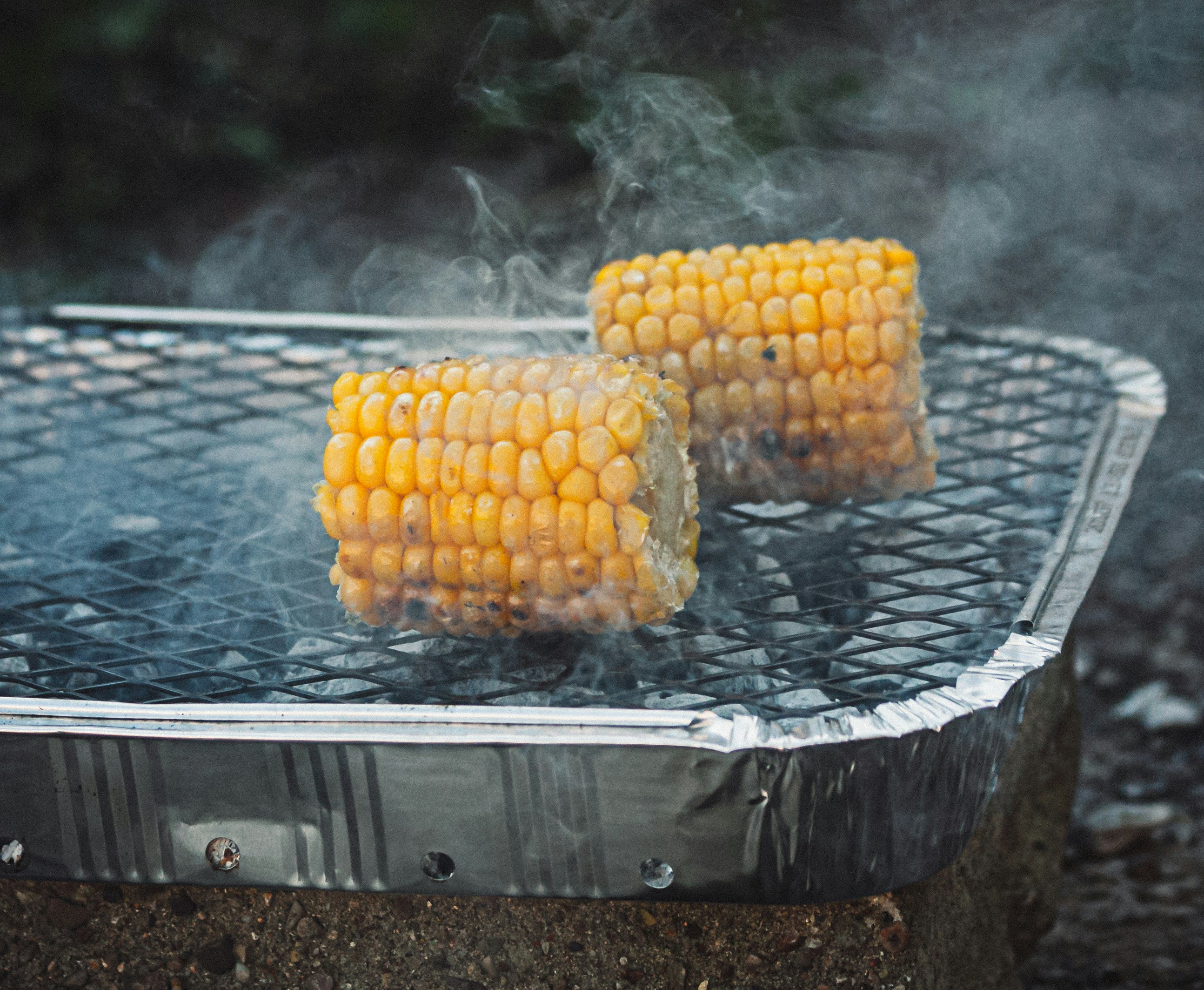 corn on clear glass tray