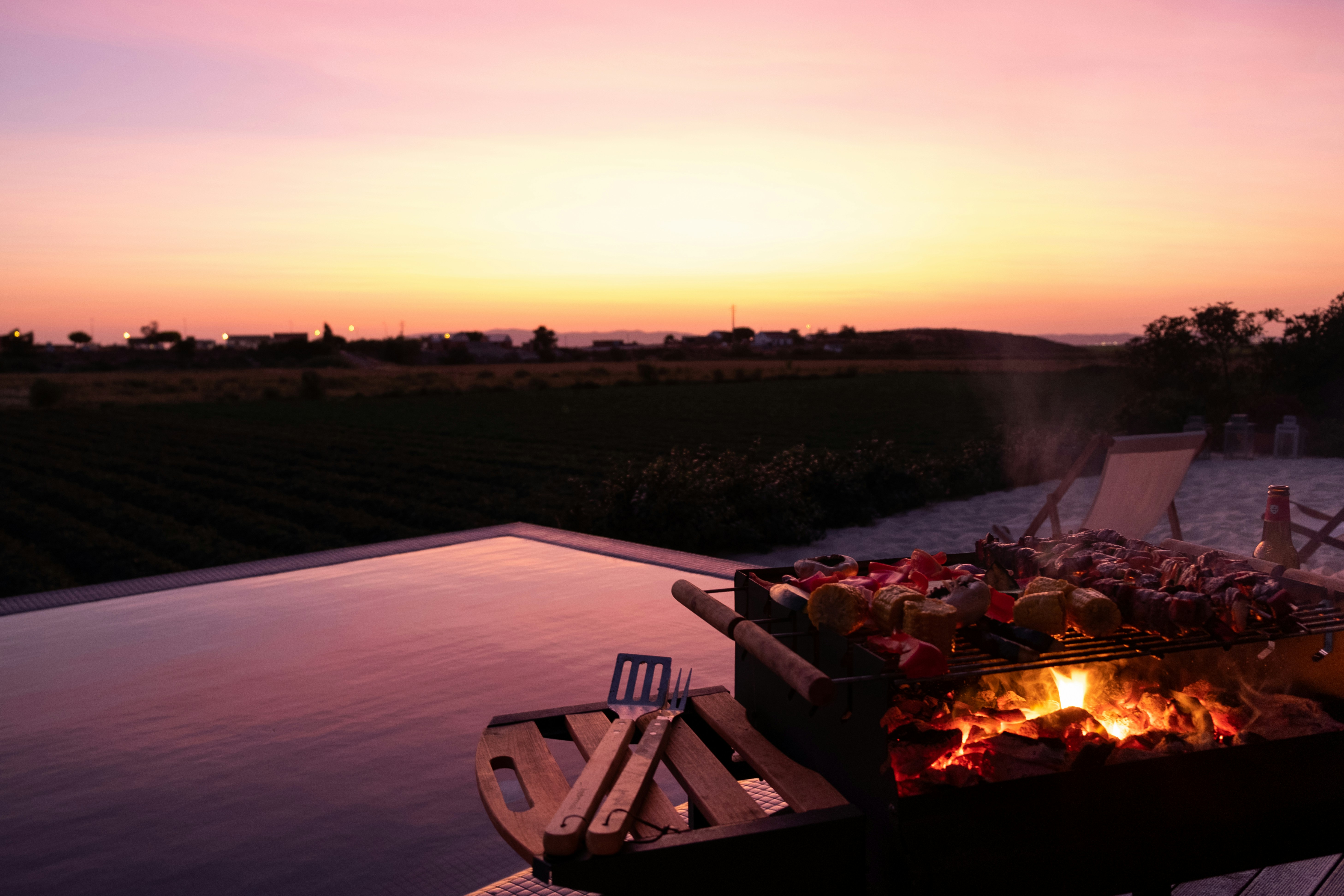 Sunset Grill: Fireside Feast by the Quiet Horizon
