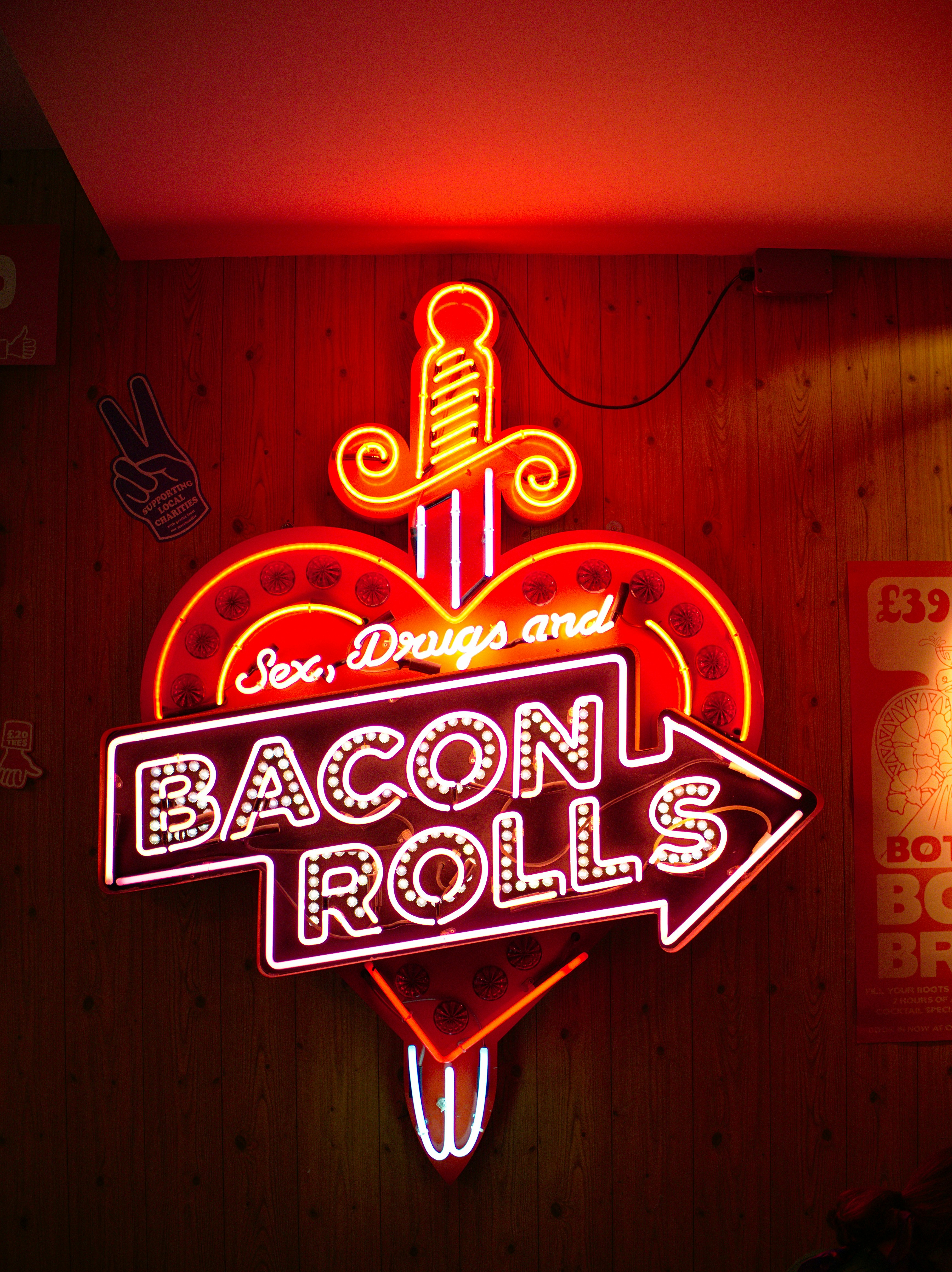 Red and white UNKs neon light signage photo – Free Breakfast club ...