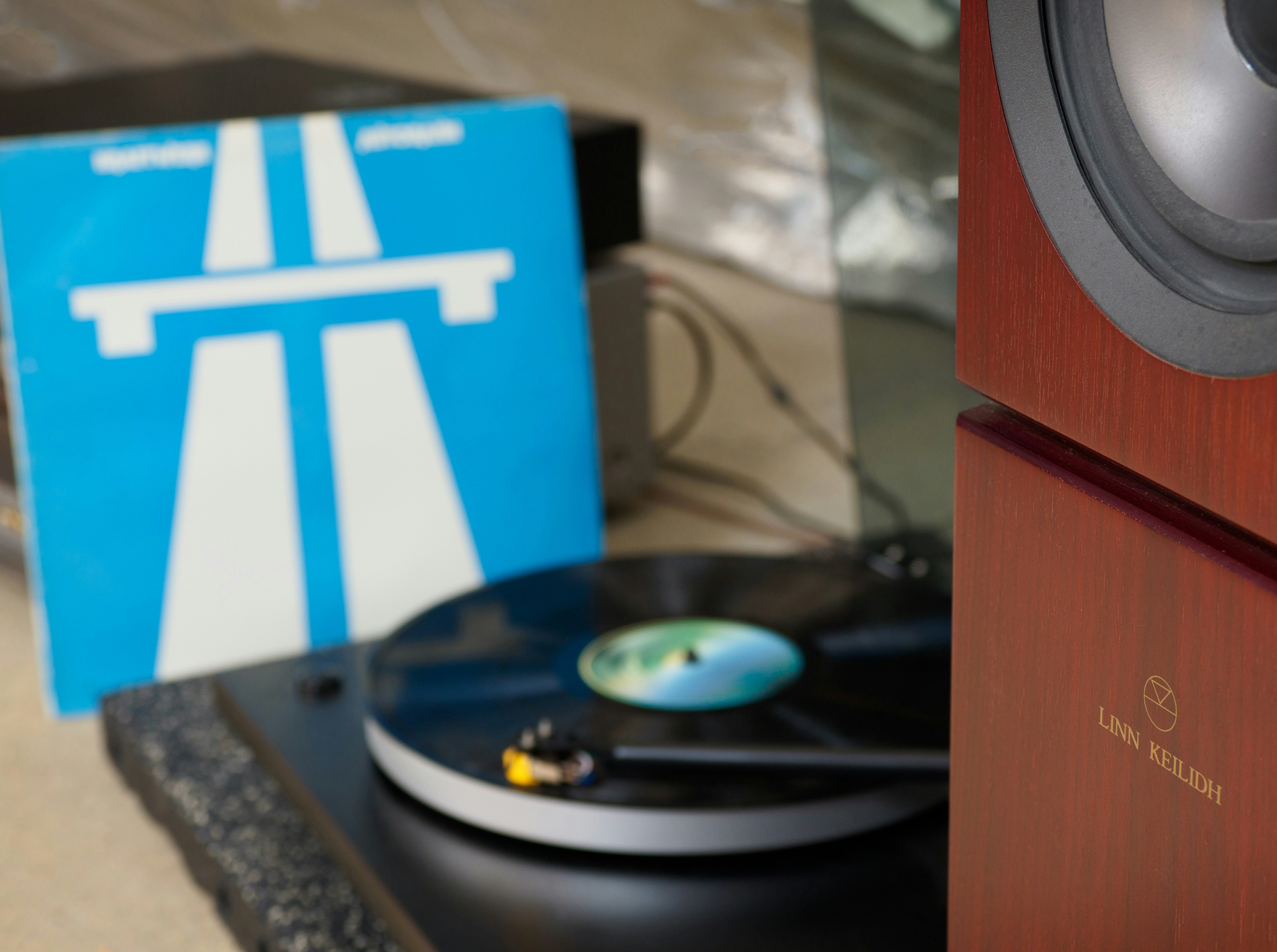 Vinyl and Speaker in a Cozy Studio Corner