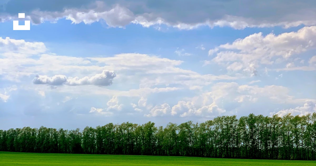 昼間の白い雲と青い空の下の緑の草原の写真 Unsplashの無料青い写真