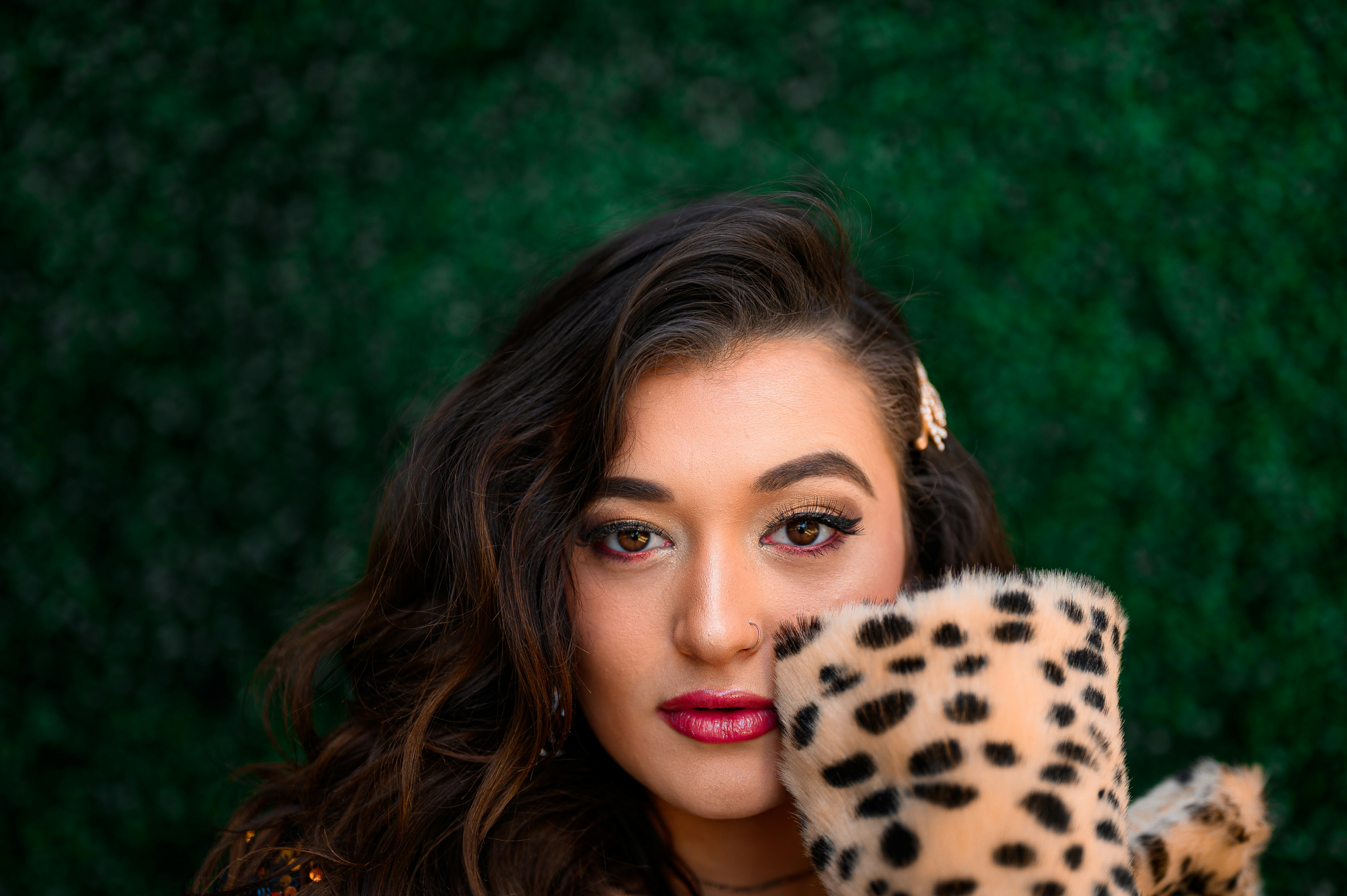 Woman in black and white leopard print scarf photo – Free Atlanta Image ...