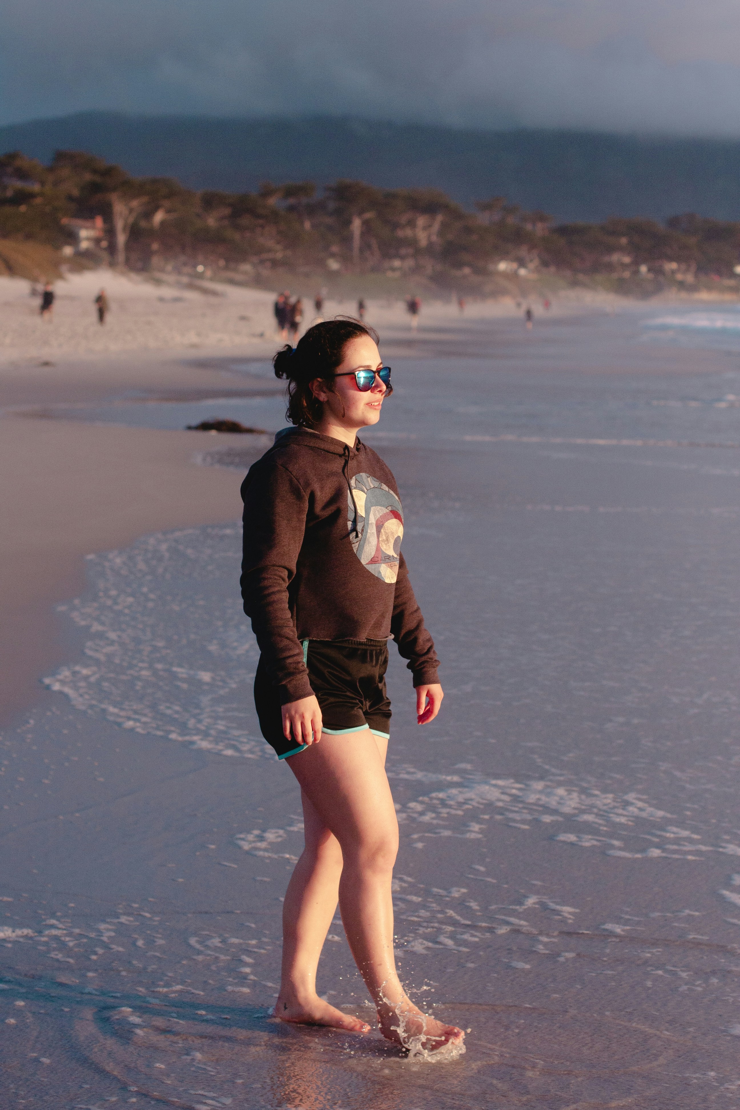 Sundrenched Strand Portrait: Pausing at the Tidal Line