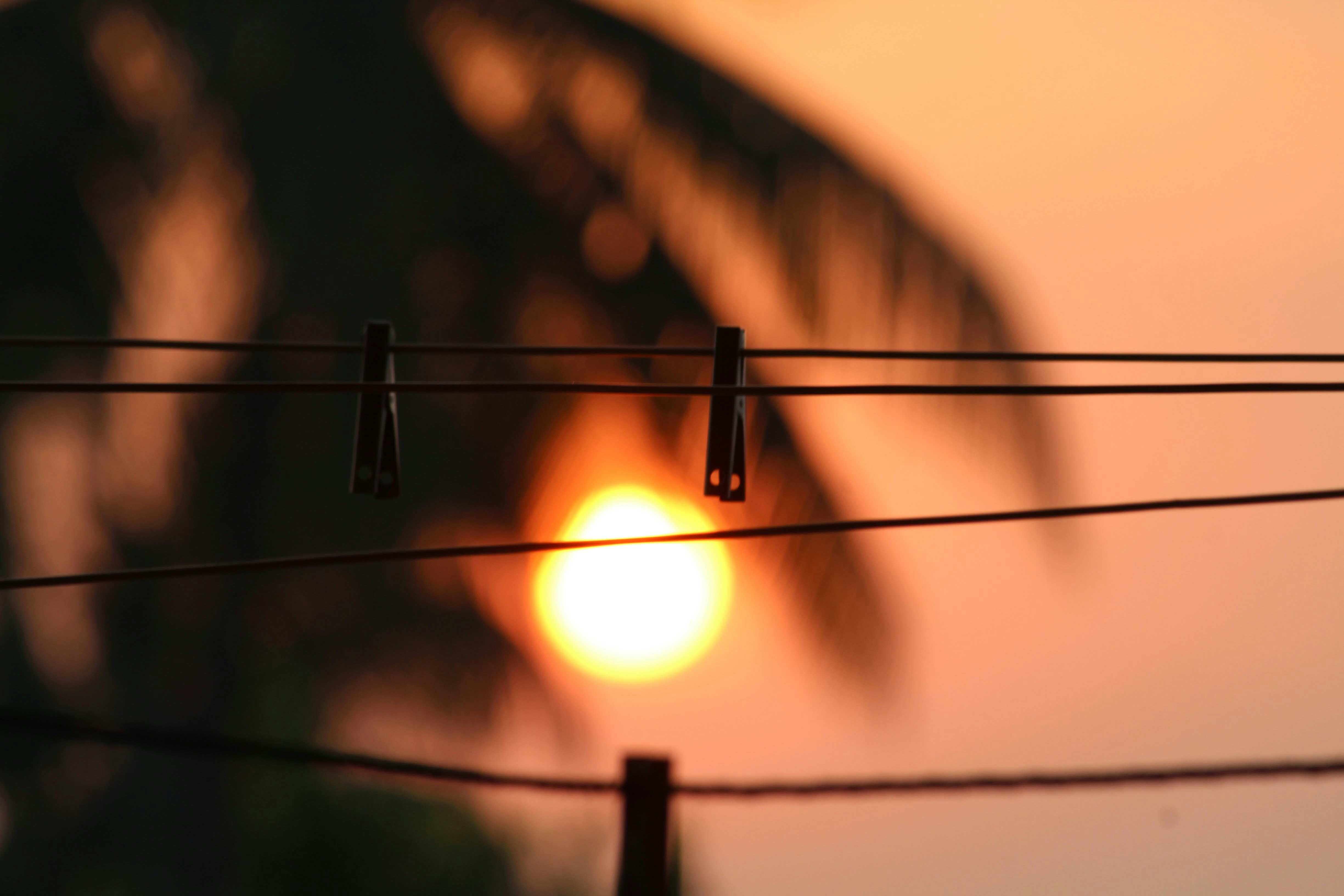 Sunset in Thread: A Minimalist Frame of Light and Clothespins