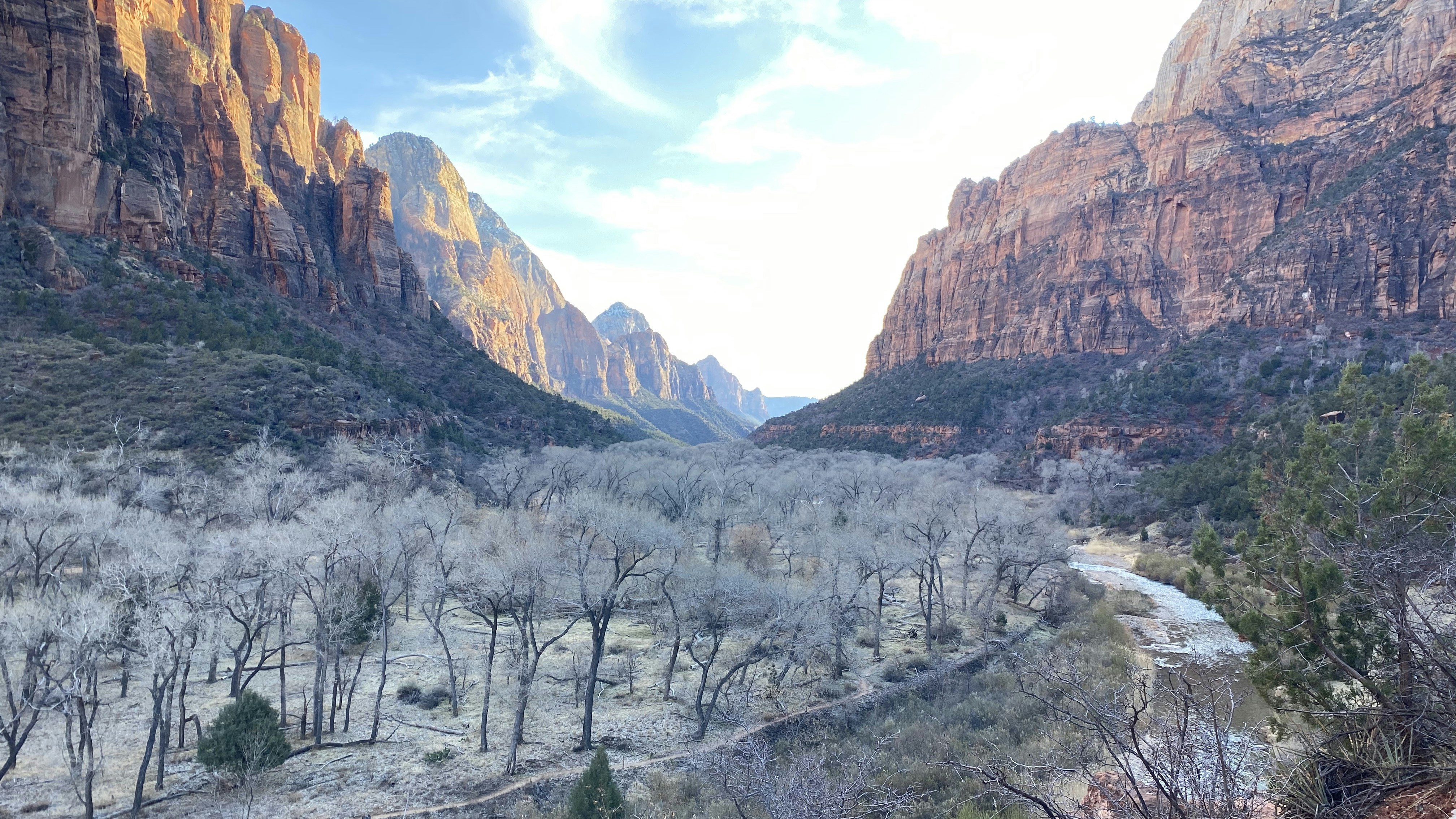 Morning Frost Beneath Crimson Cliffs
