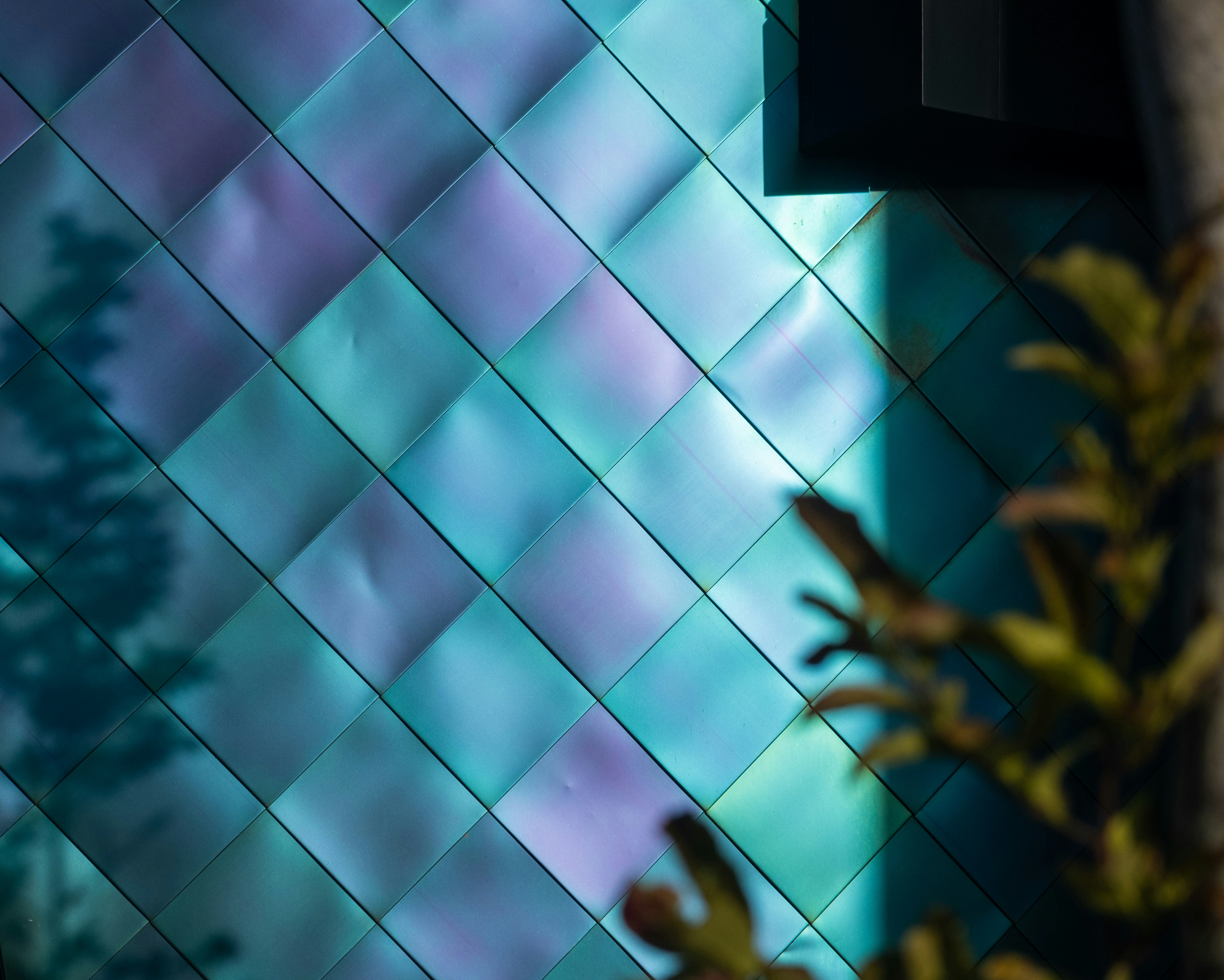 metallic shingles on building