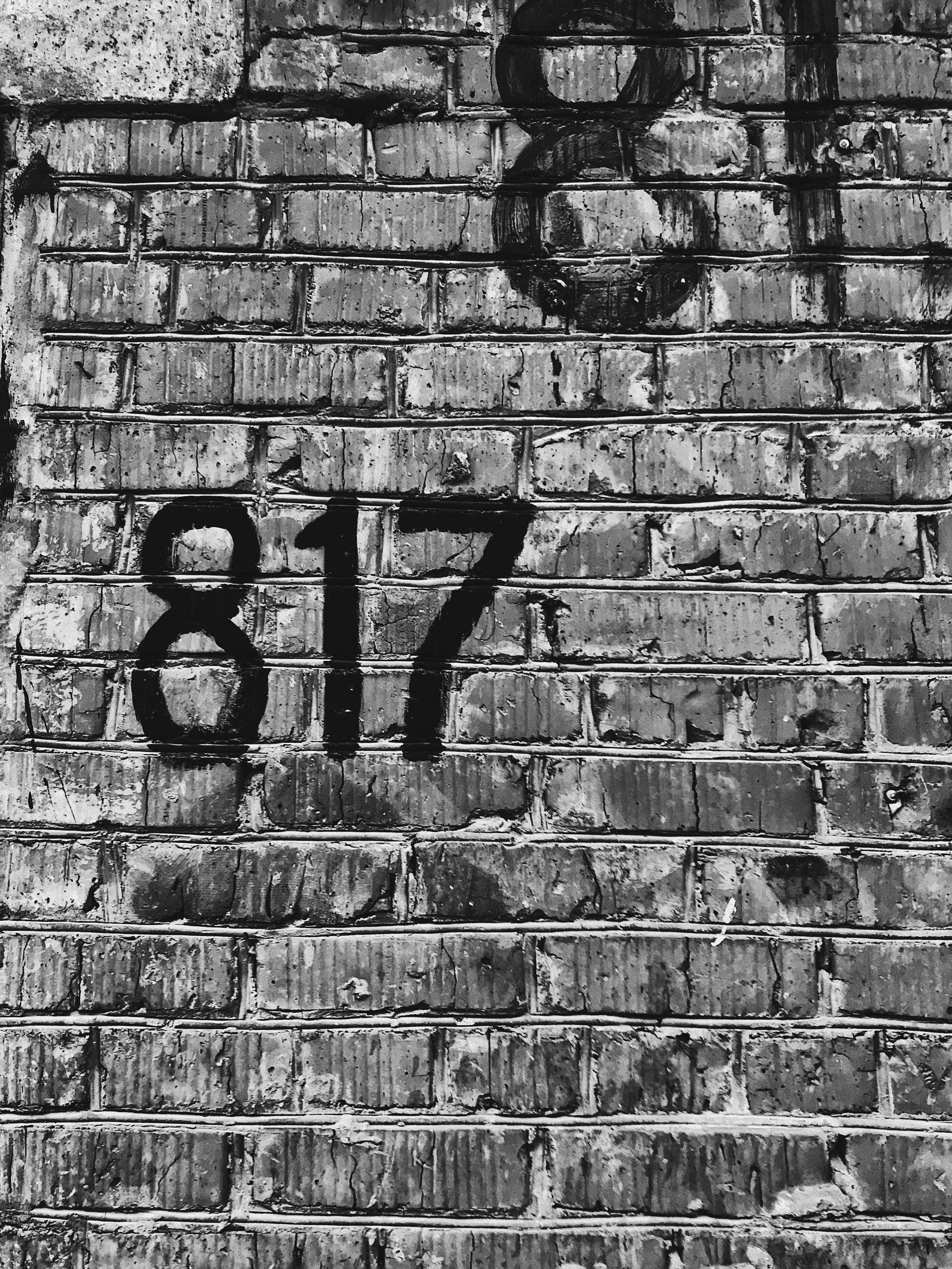 black and white brick wall