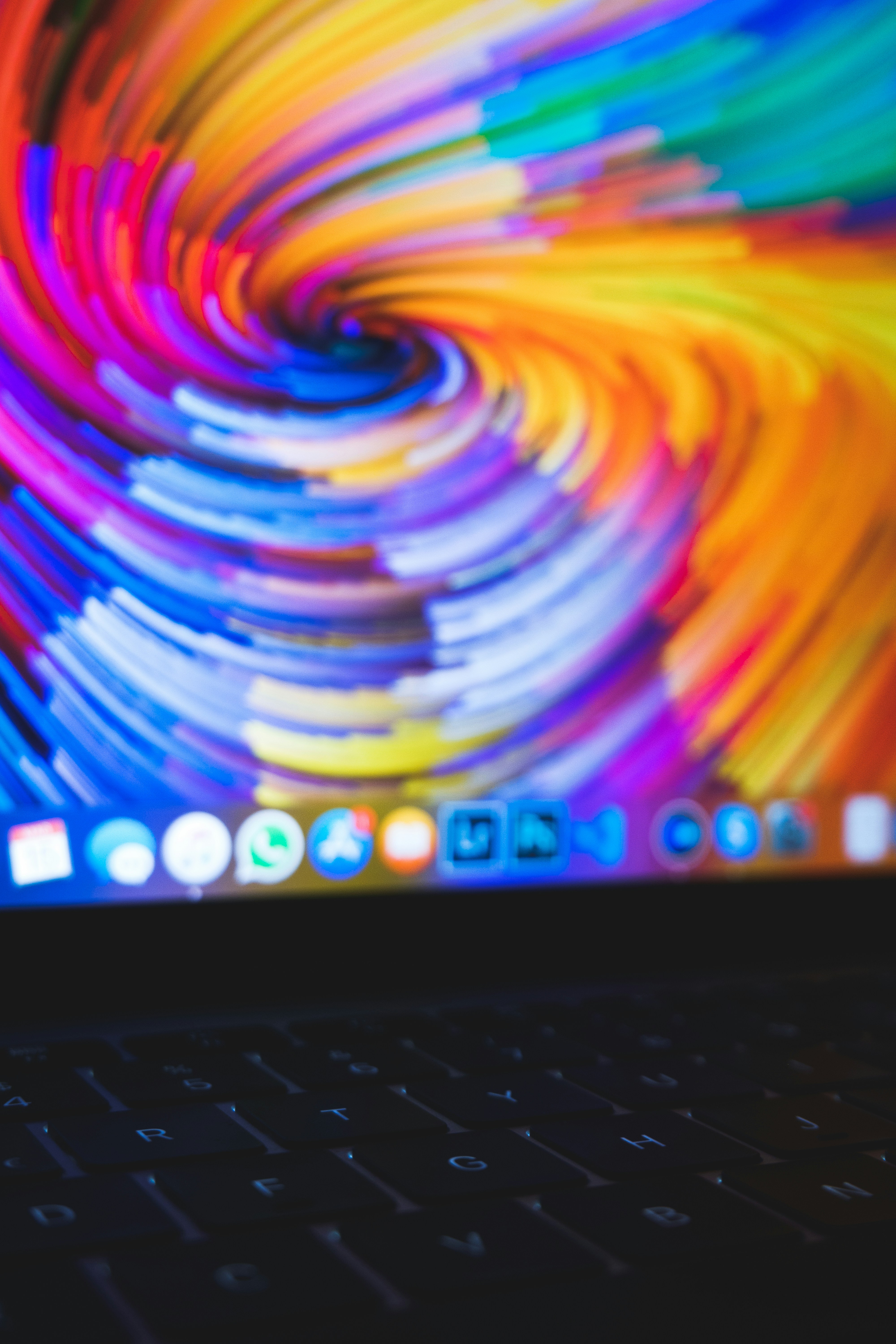 Black laptop computer turned on displaying icons photo – Free Computer ...