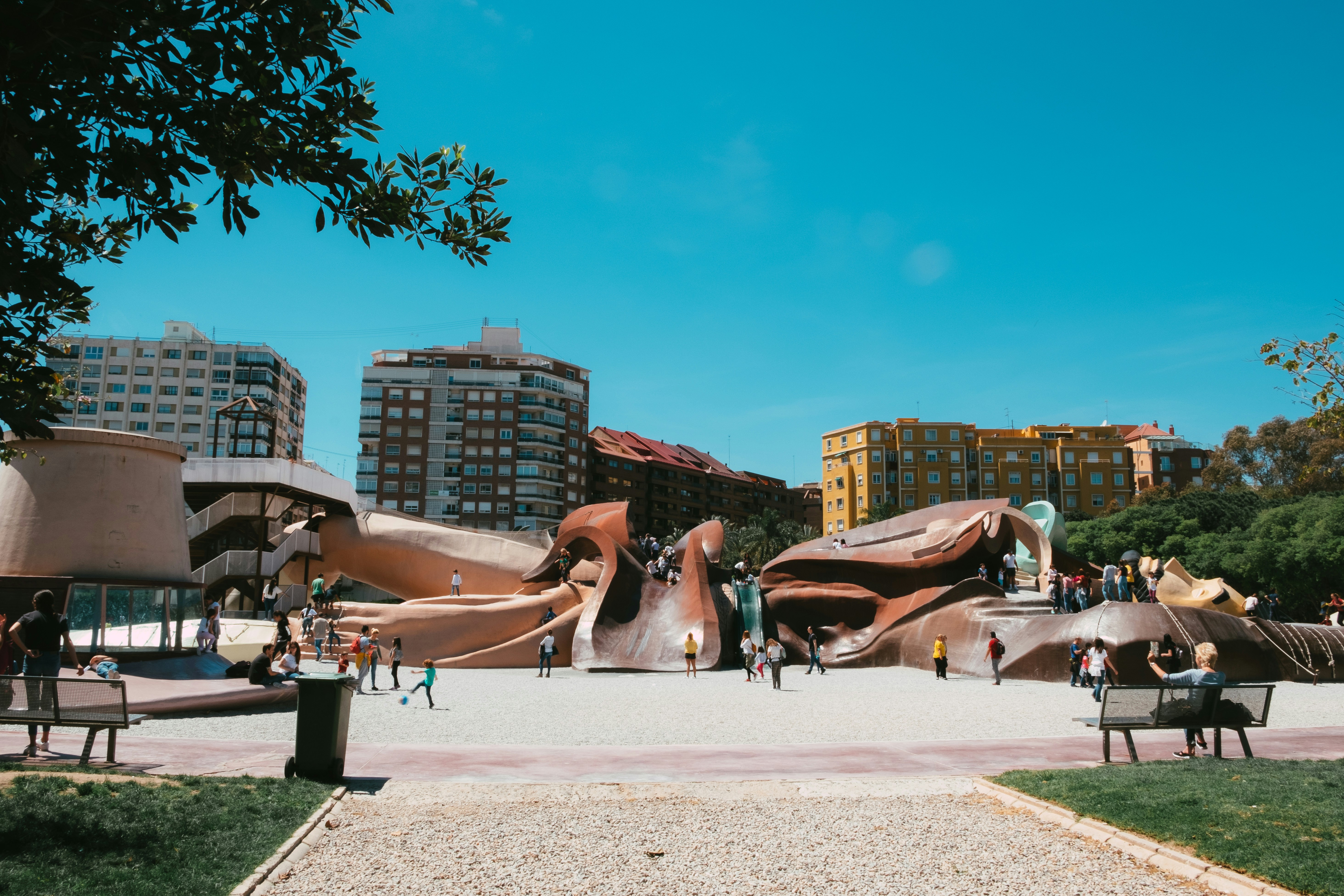 Sculptural Dunes in a Sunlit Civic Plaza