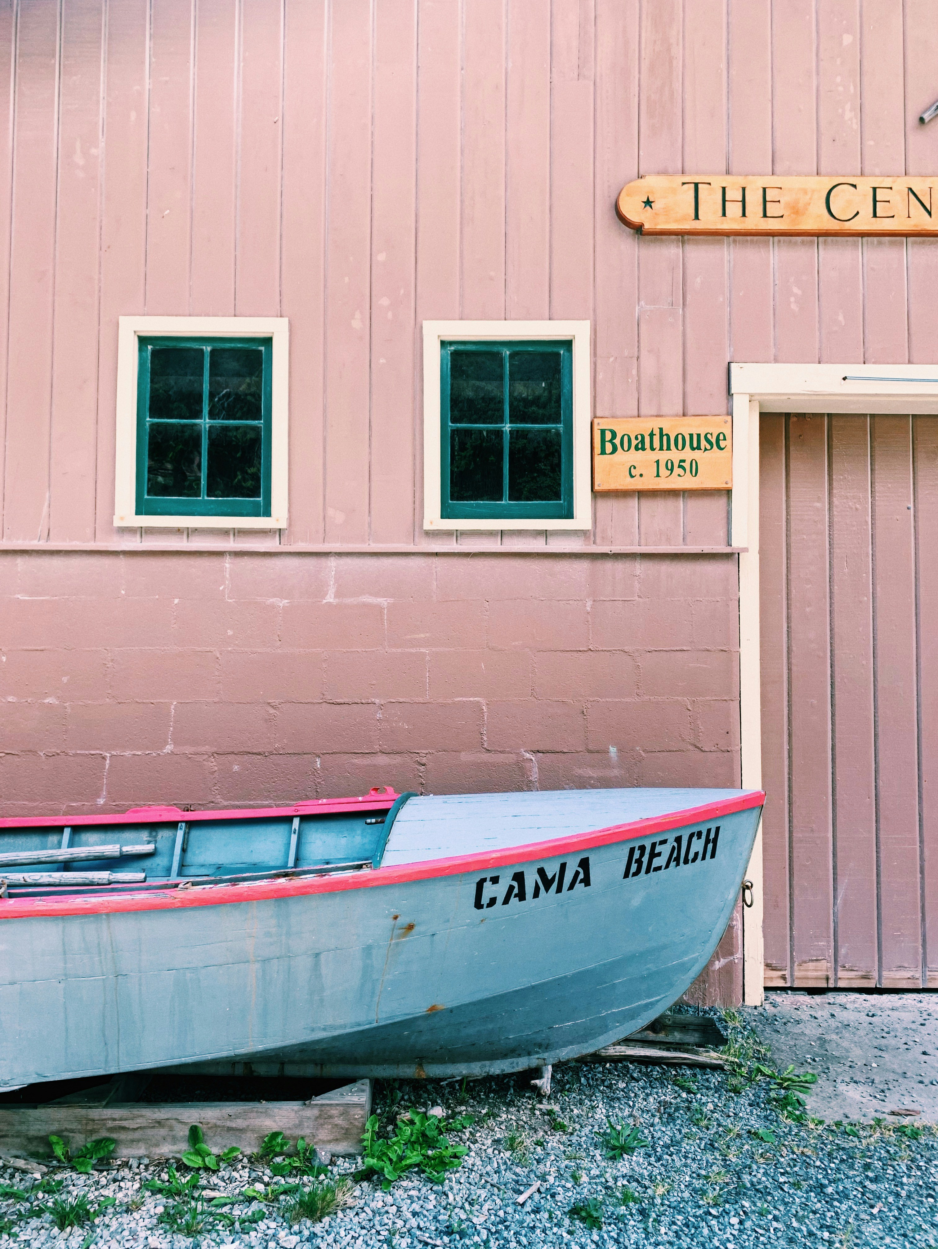 canoe at Cama Beach State Park boathouse, Washington, Pacific Northwest USA