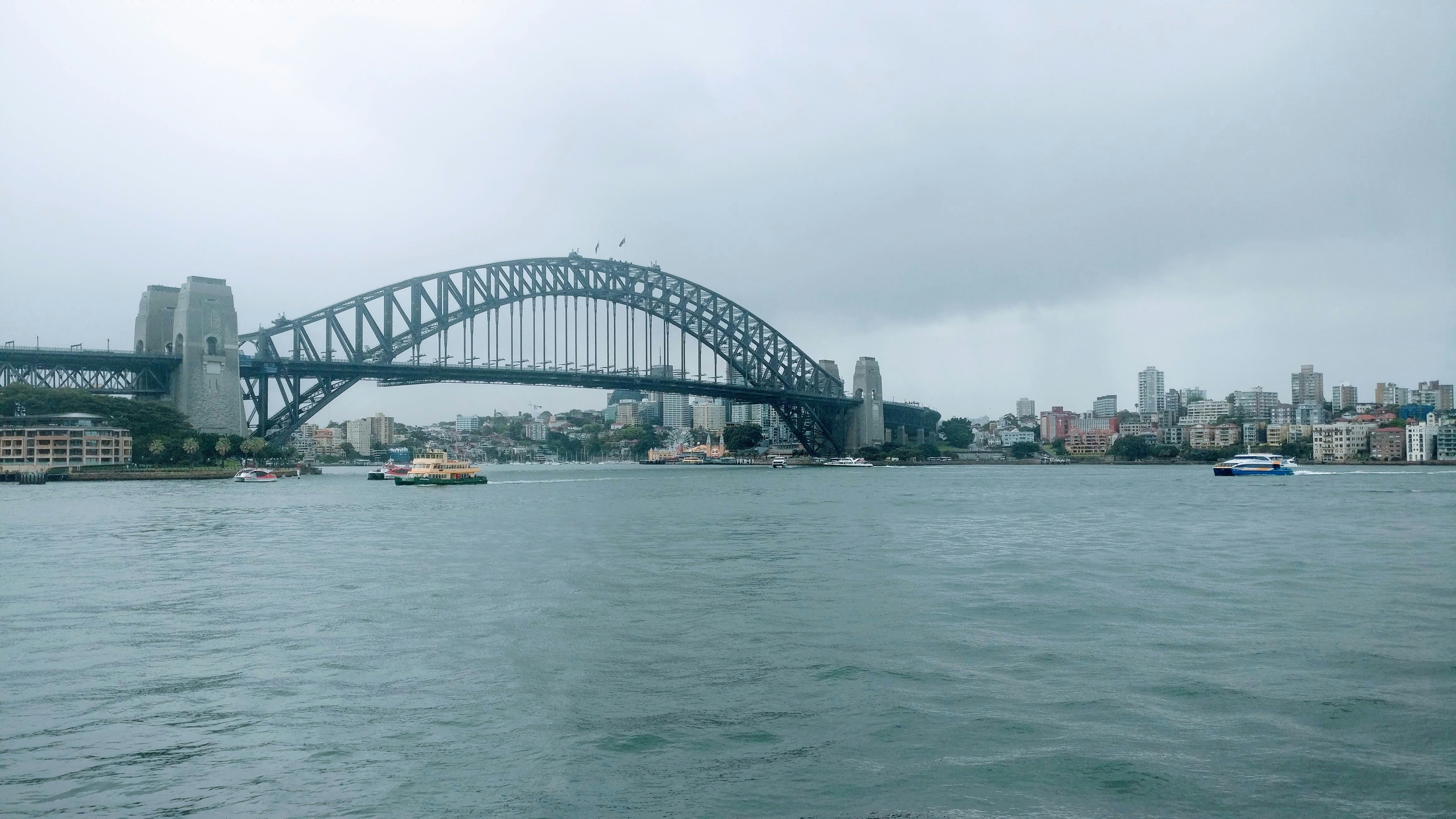 Across the Harbour: The Sydney Bridge Under a Cloudy Sky