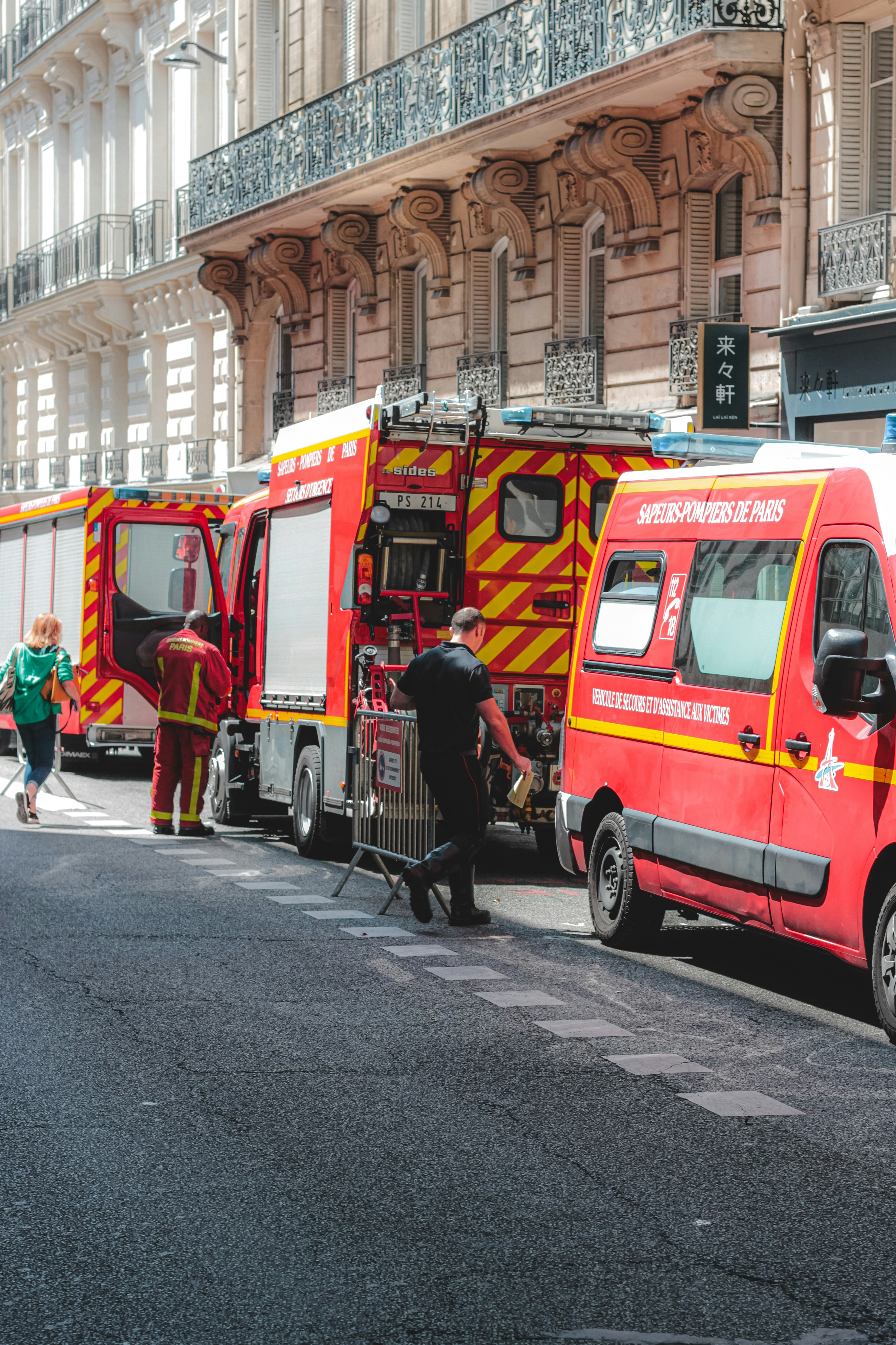Haussmannian Backdrop: Fire Crew at the Ready