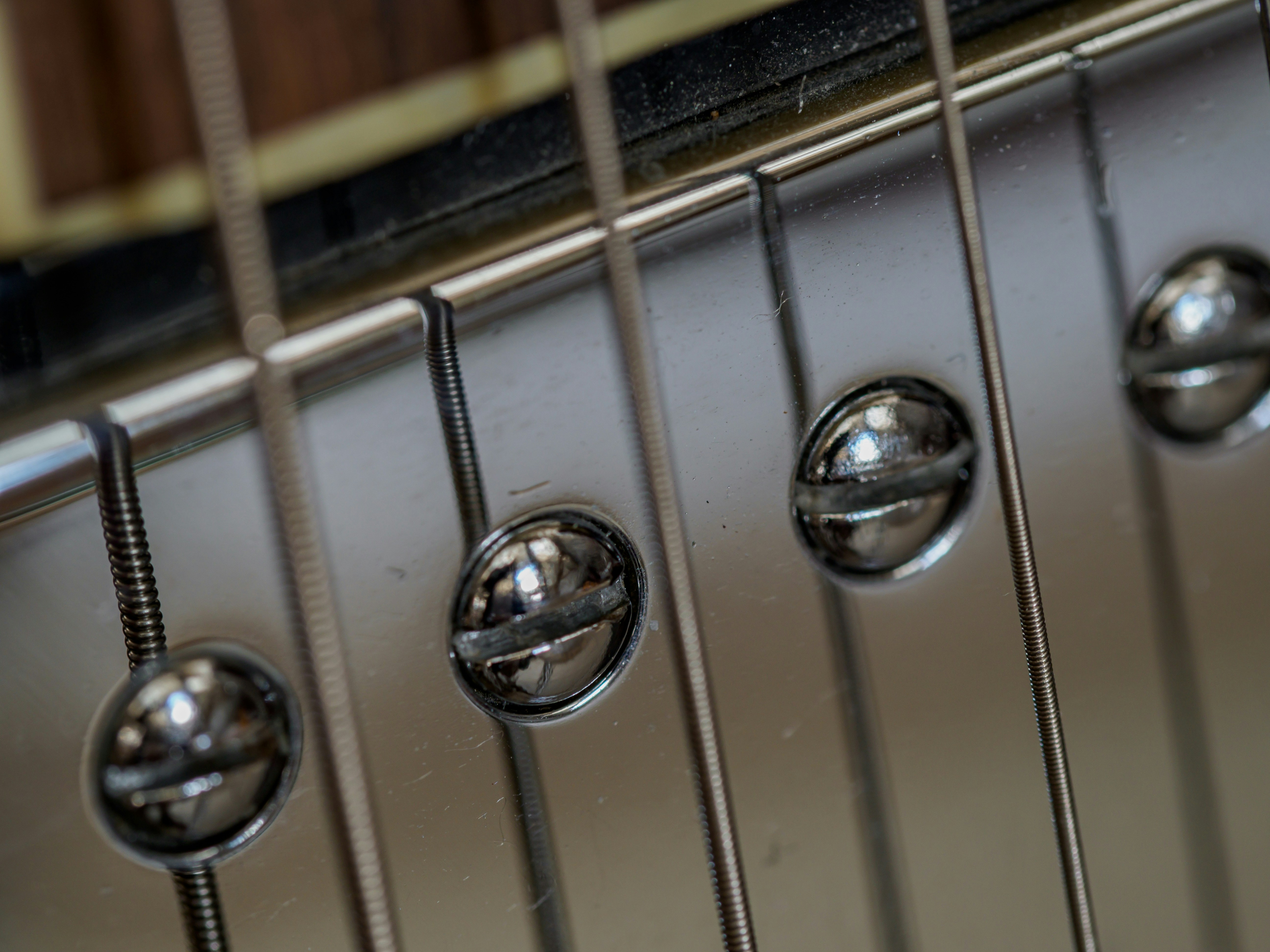 close up, bokeh, macro, blur, blurred background, close focus, pickup, electric guitar, string, guitar string, screw, 