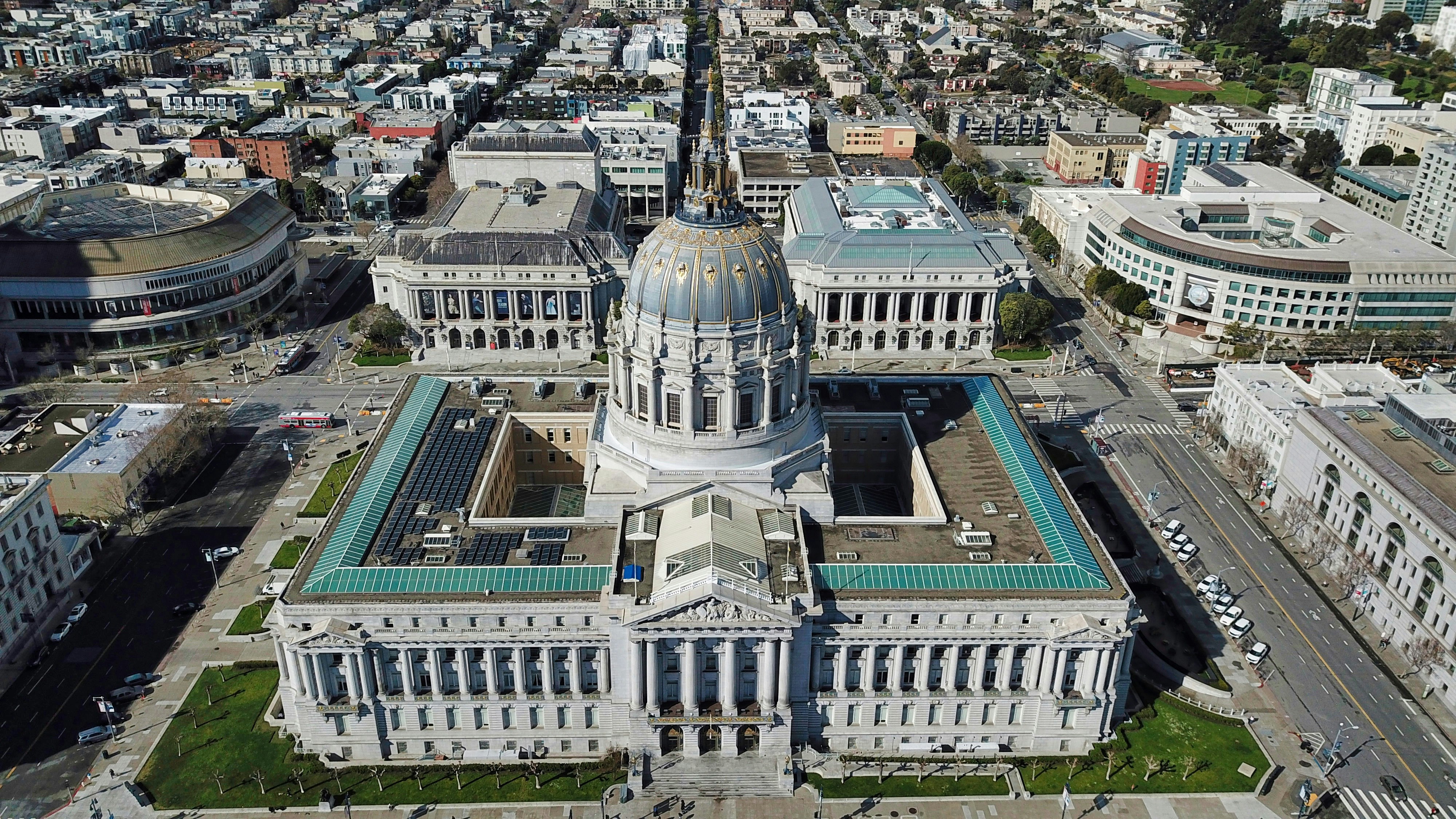 Dome and Grid: Aerial Portrait of City Hall from Above