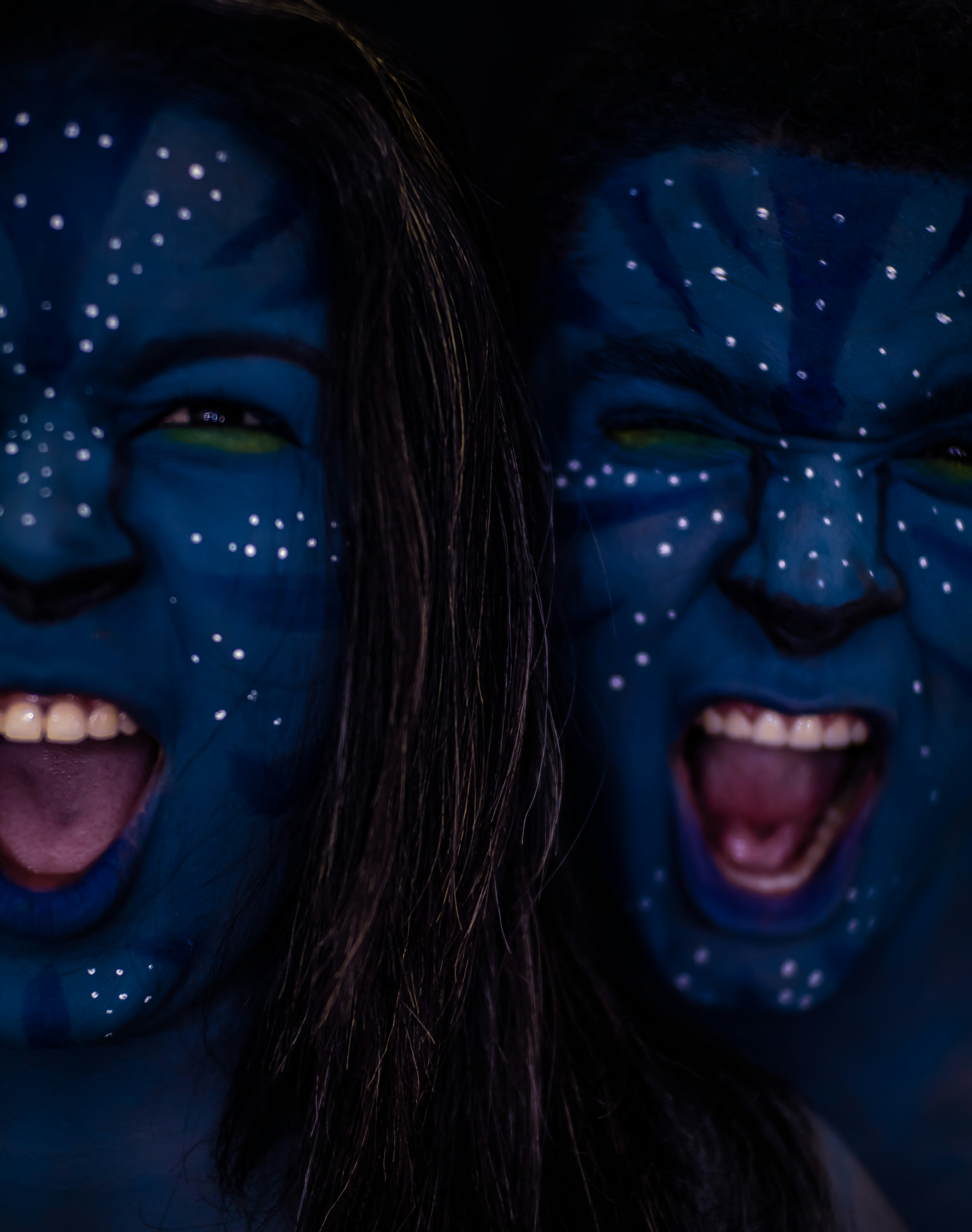 Twin Blue Masks: Faces of Echoes in the Dark