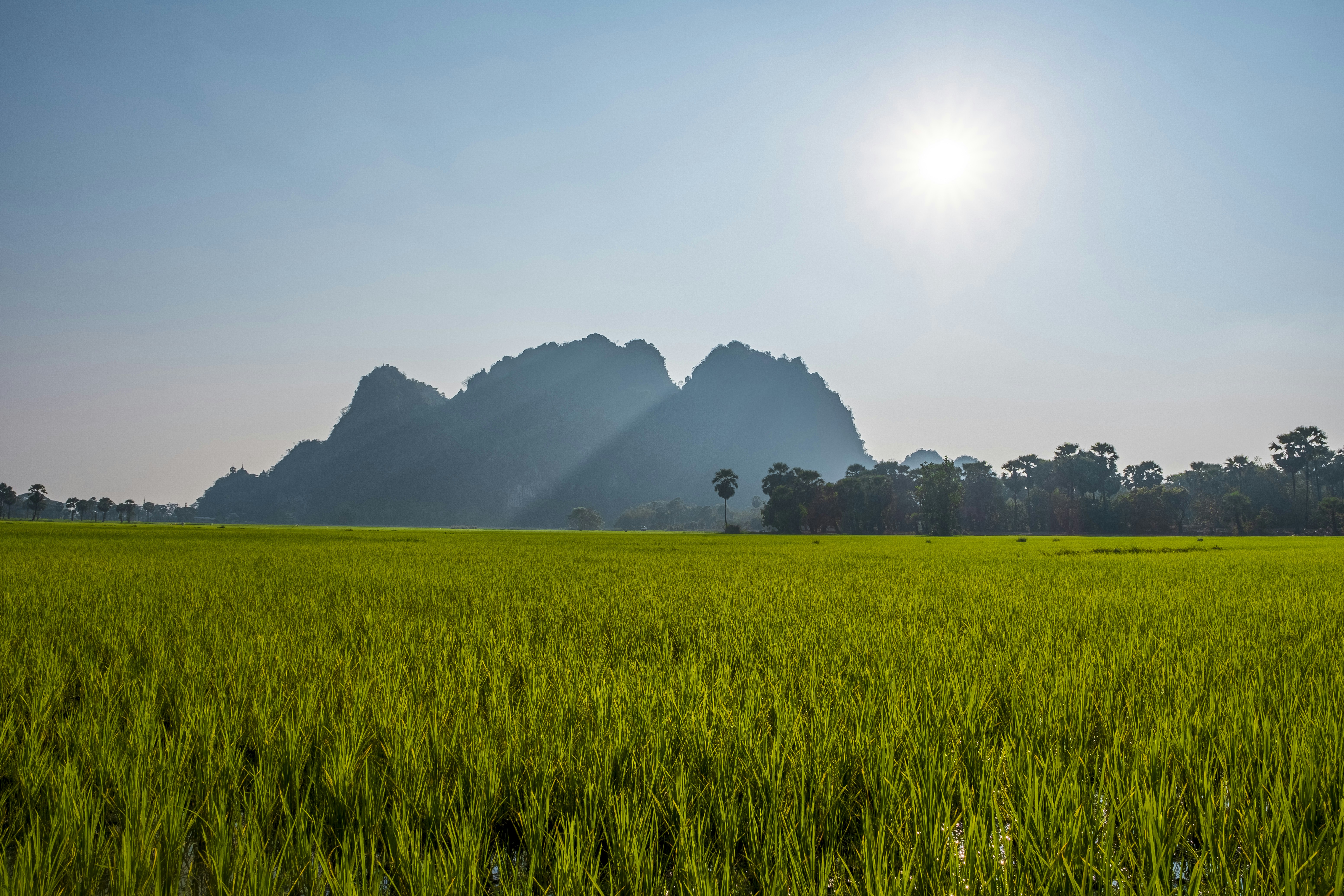 Green grass field near mountain under white clouds during daytime photo ...