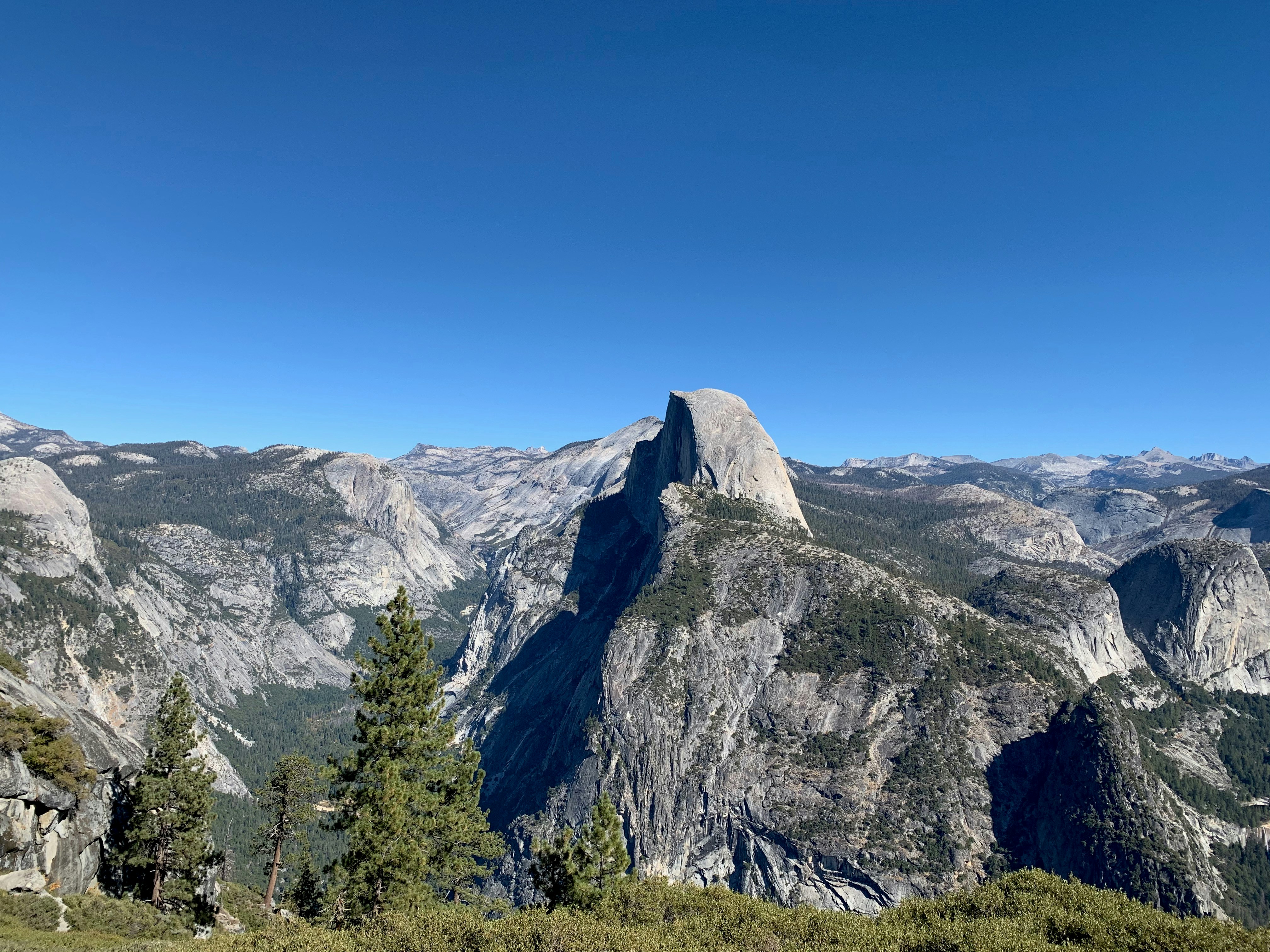 Granite Dome Crowned by a Clear Blue Sky Over the Sierra