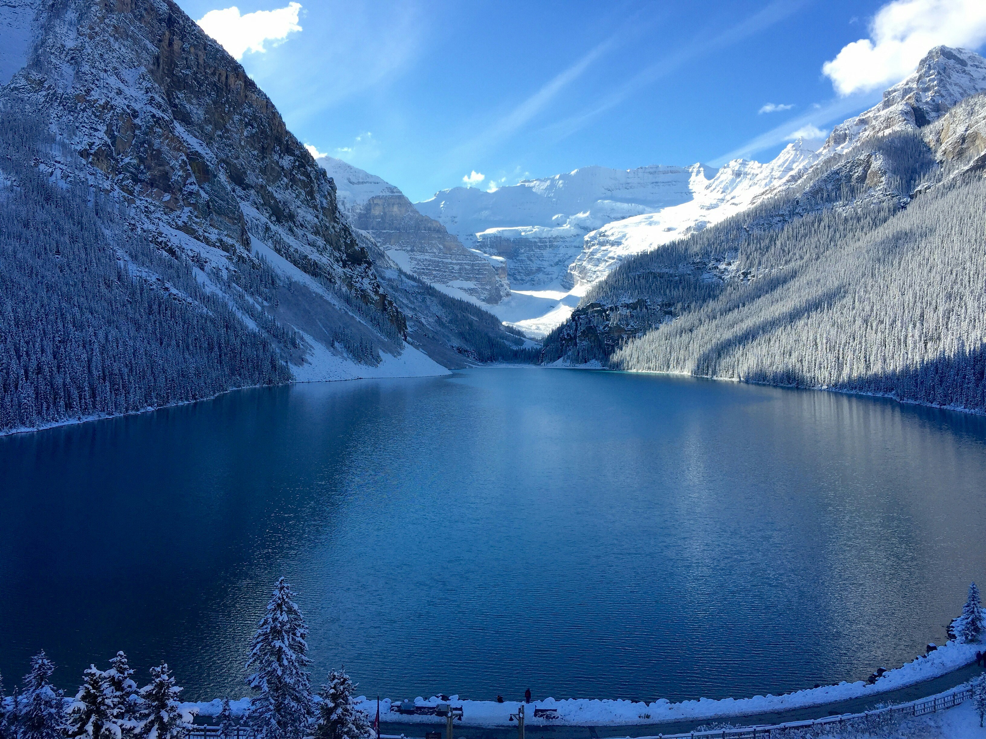 Serene Winter Embrace of Mountain and Lake