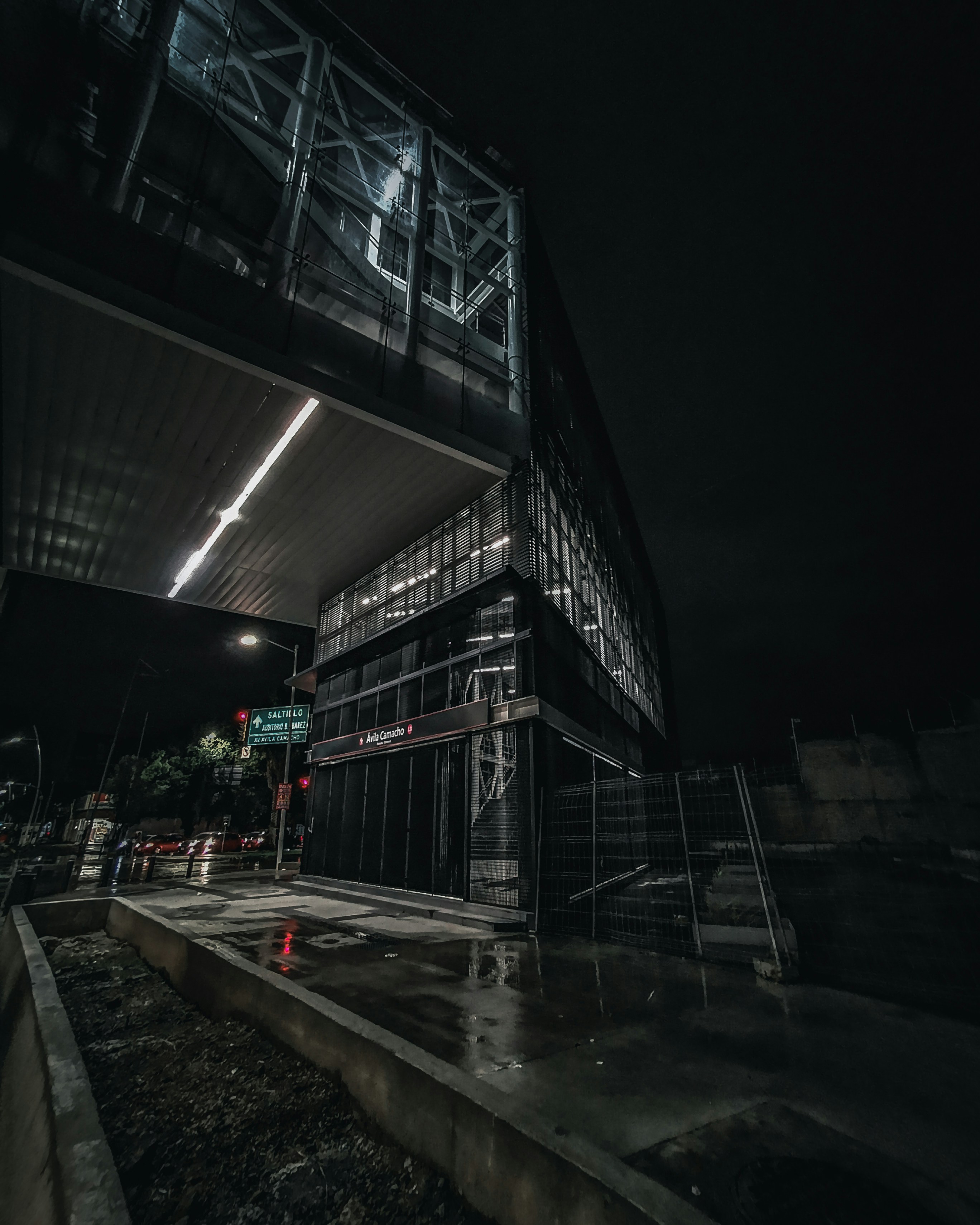 Night Ironwork: Neon under the Overhang