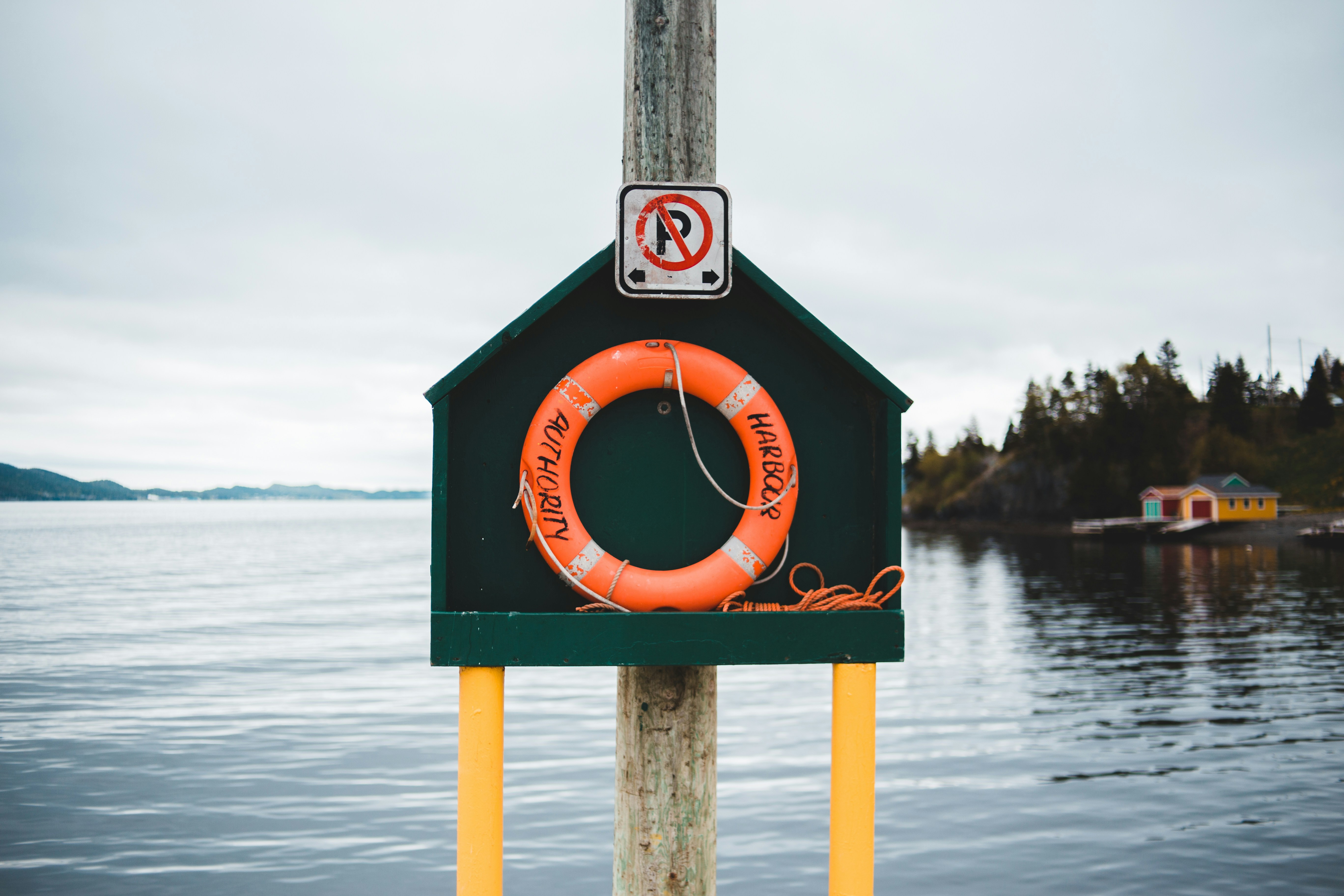 Lifebuoy Post by tranquil harbor