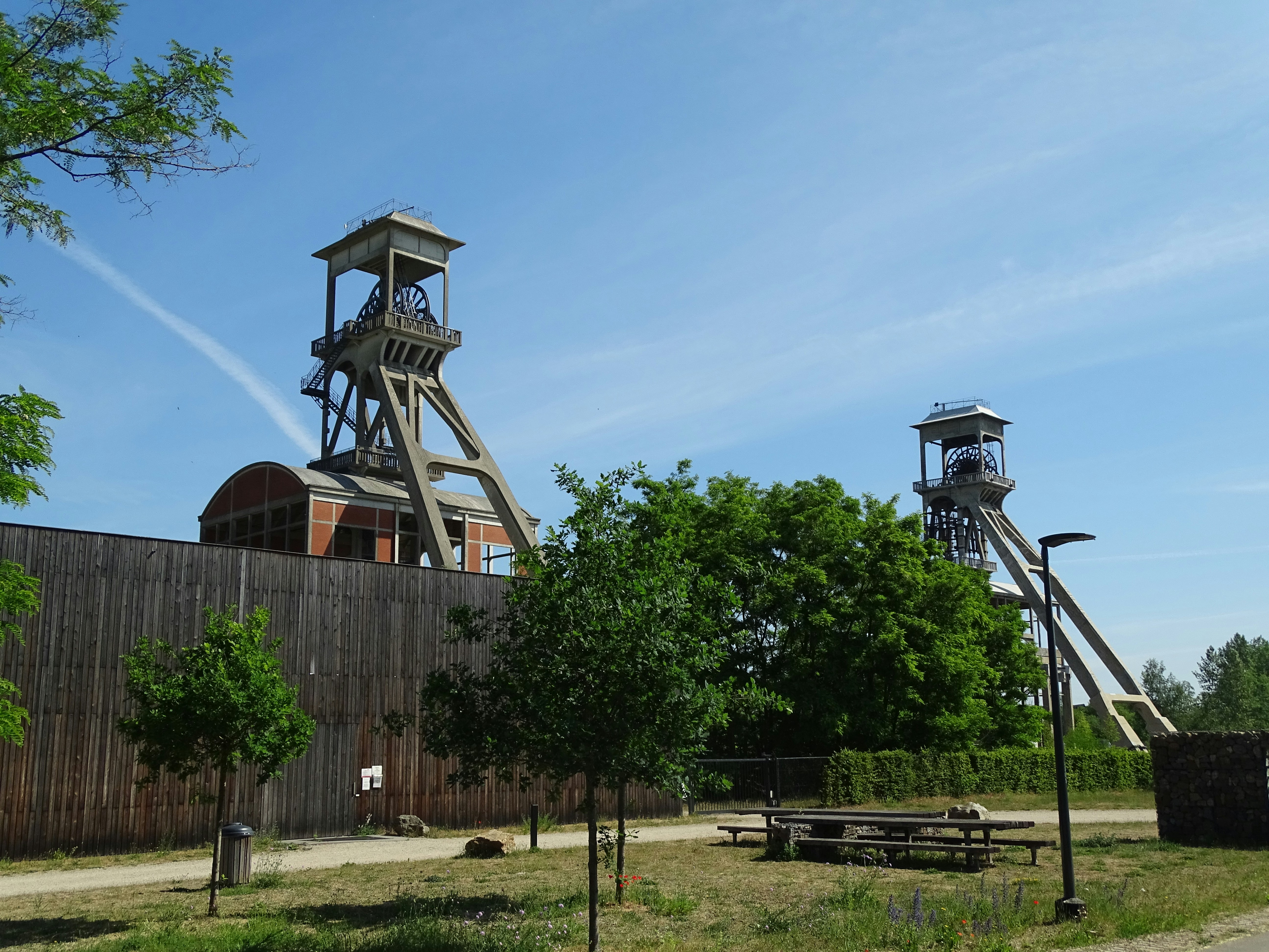 Historic Mineshaft Silhouettes Against a Clear Sky