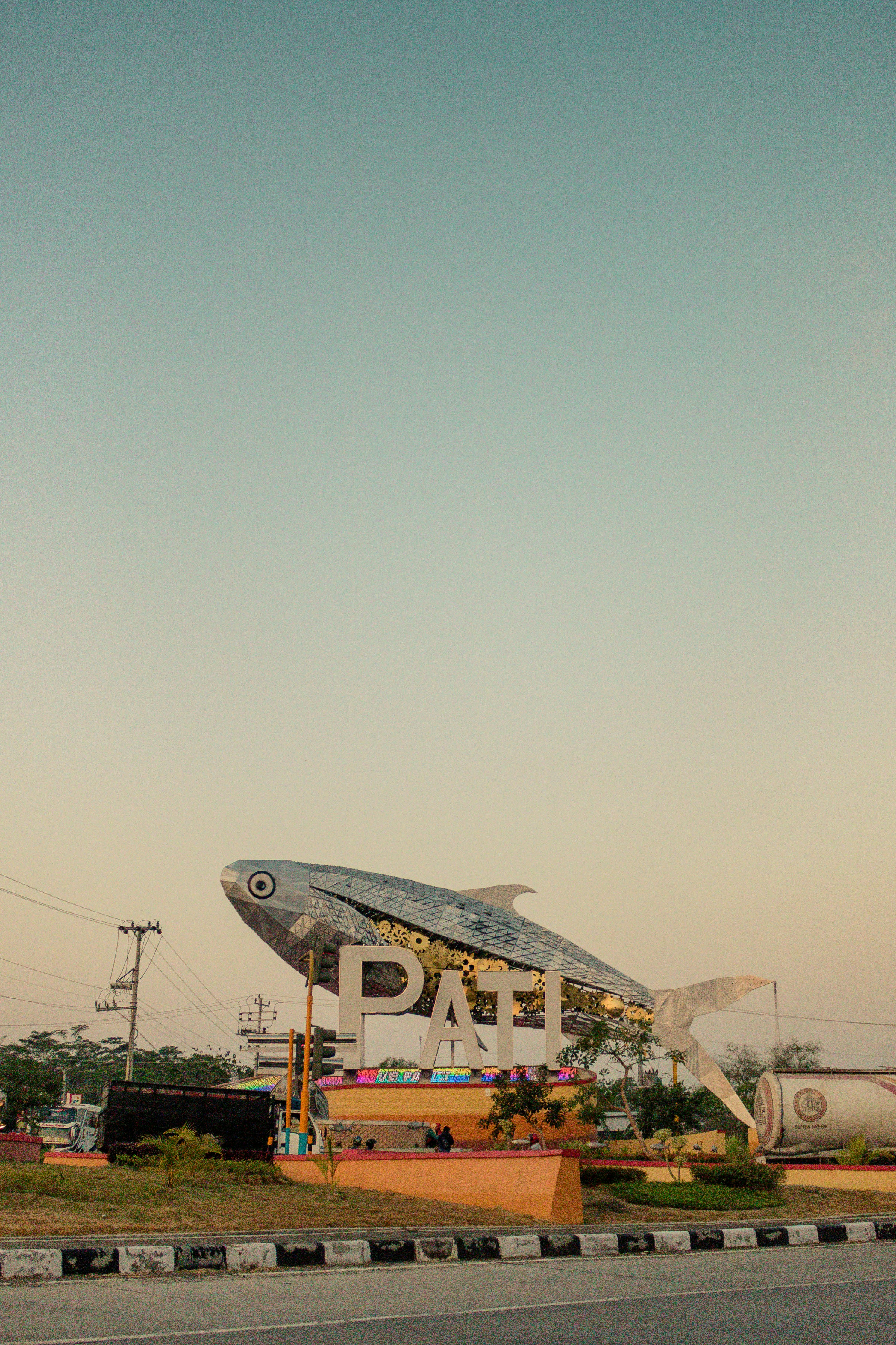 "Tugu Bandeng" (Milkfish Monument), landmark of Pati Regency in Margorejo, Pati Regency, Central Java, Indonesia 