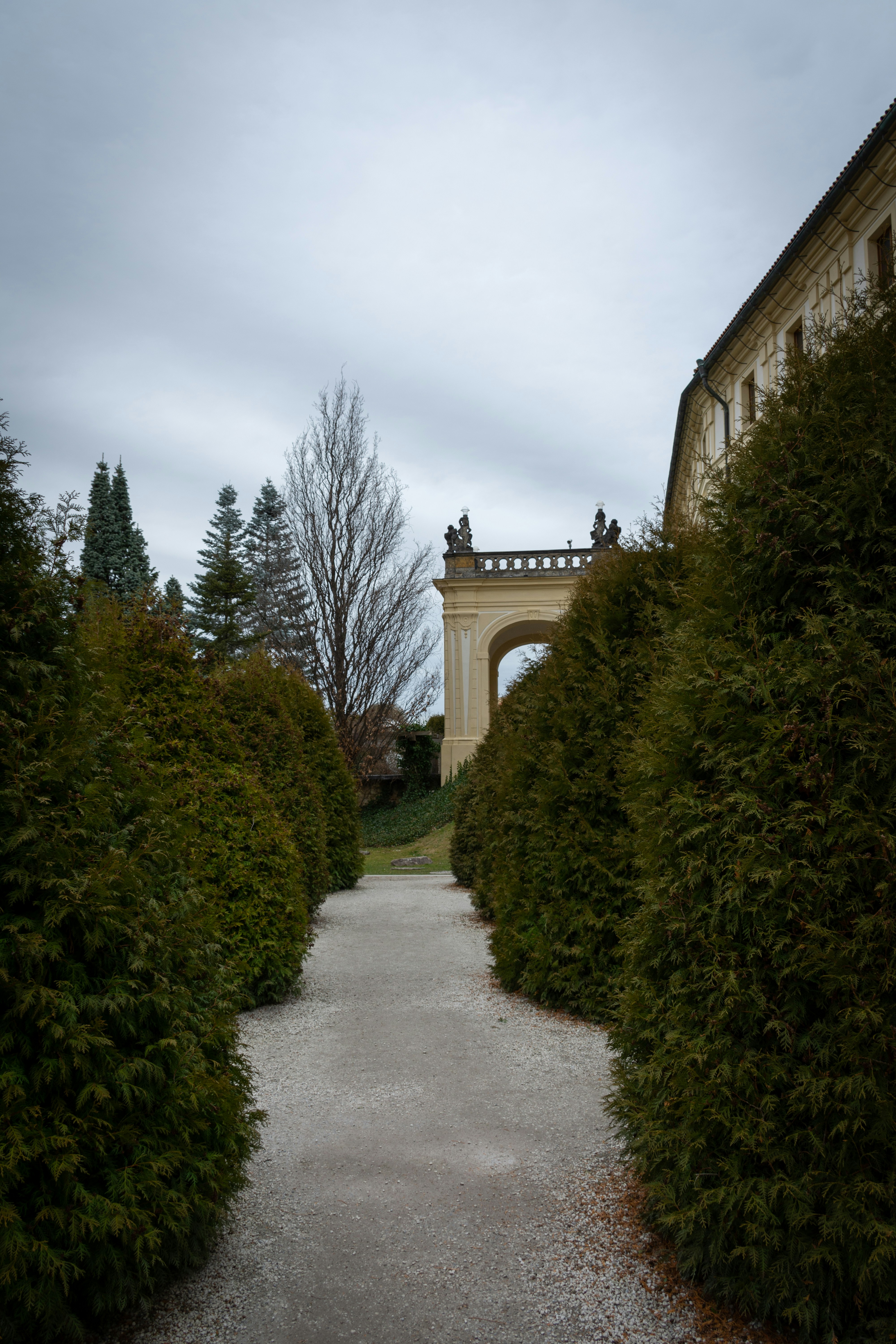 Hedge Corridor toward a Classical Arch