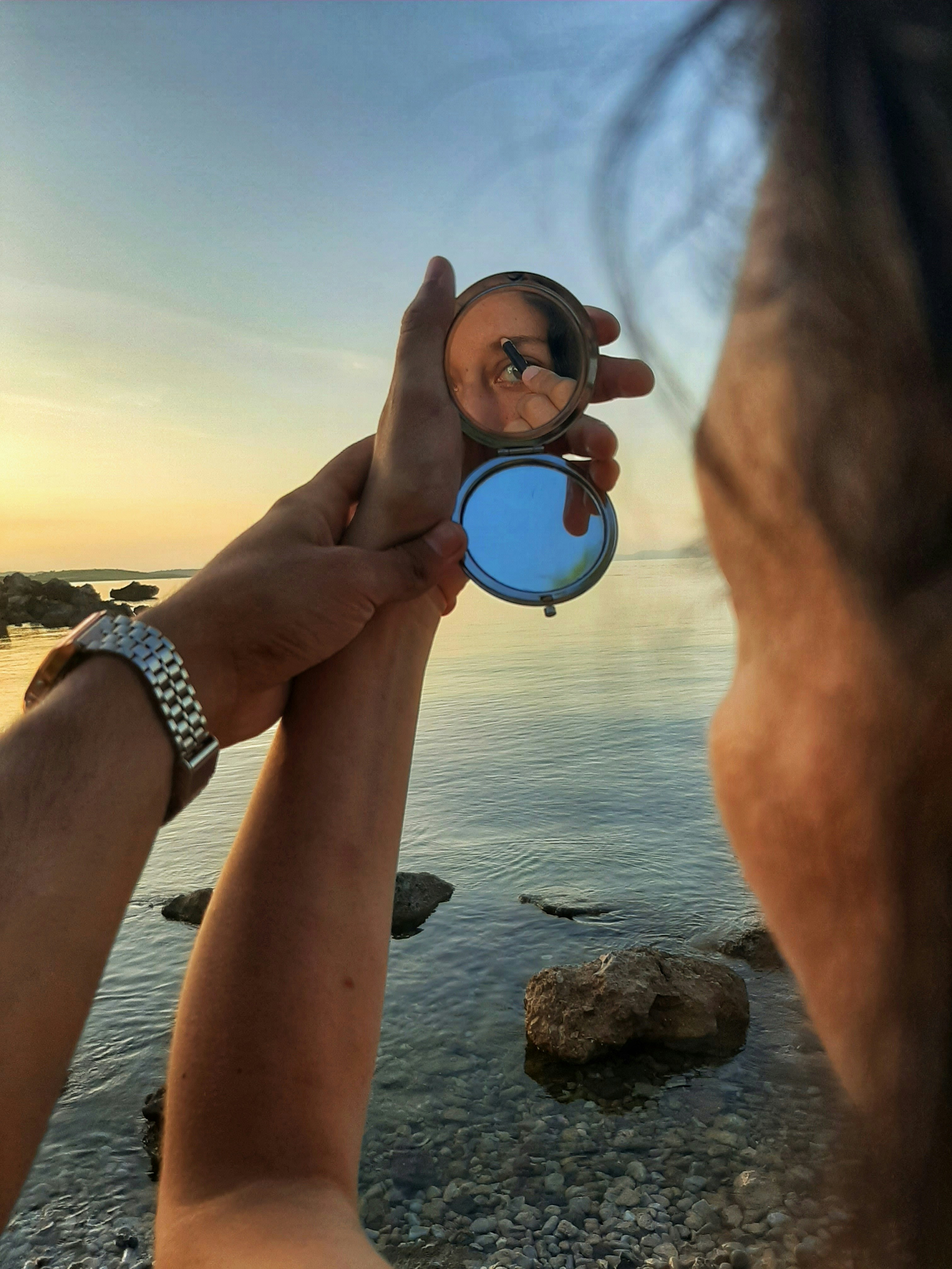 Lens within a Lens: Sunrise by the Shore Through a Pocket Mirror