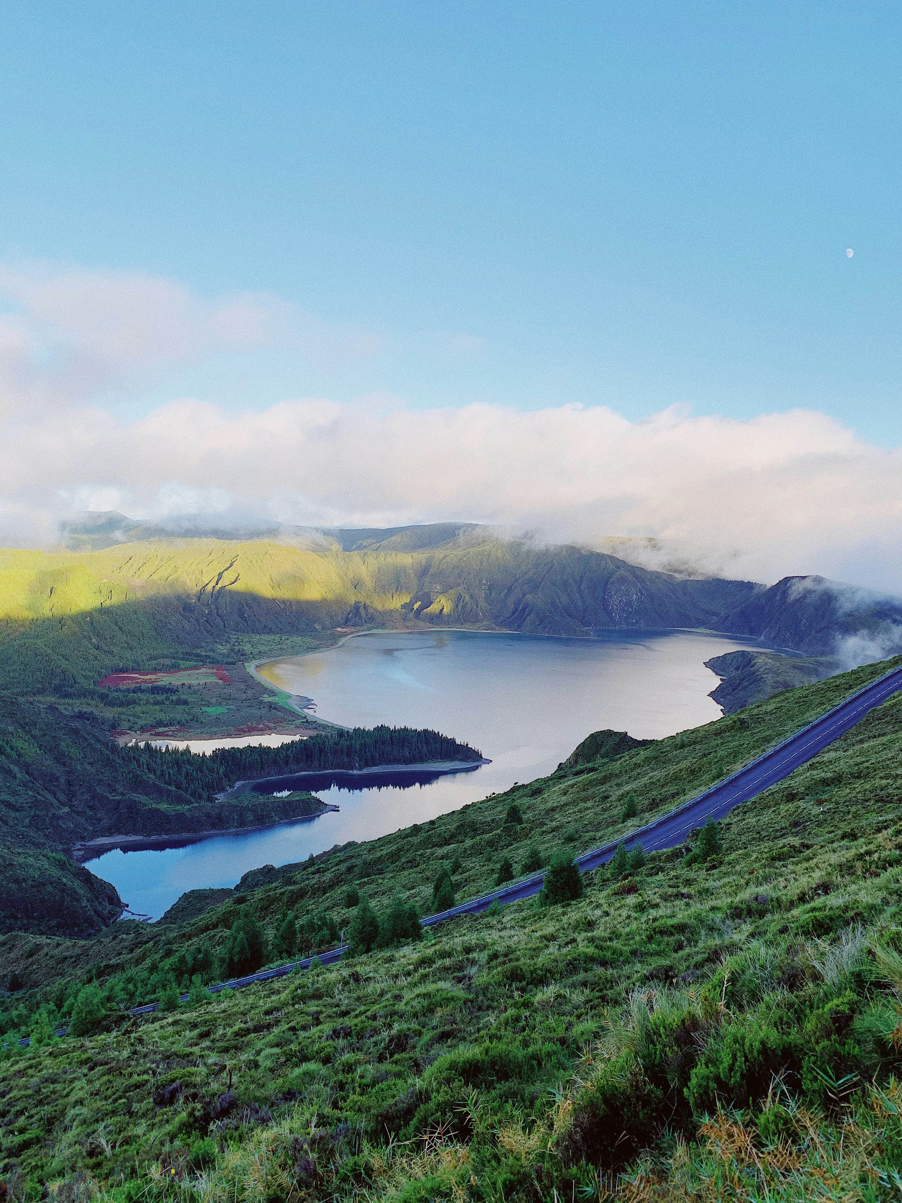 Lake in a volcano crater at the Azores islands