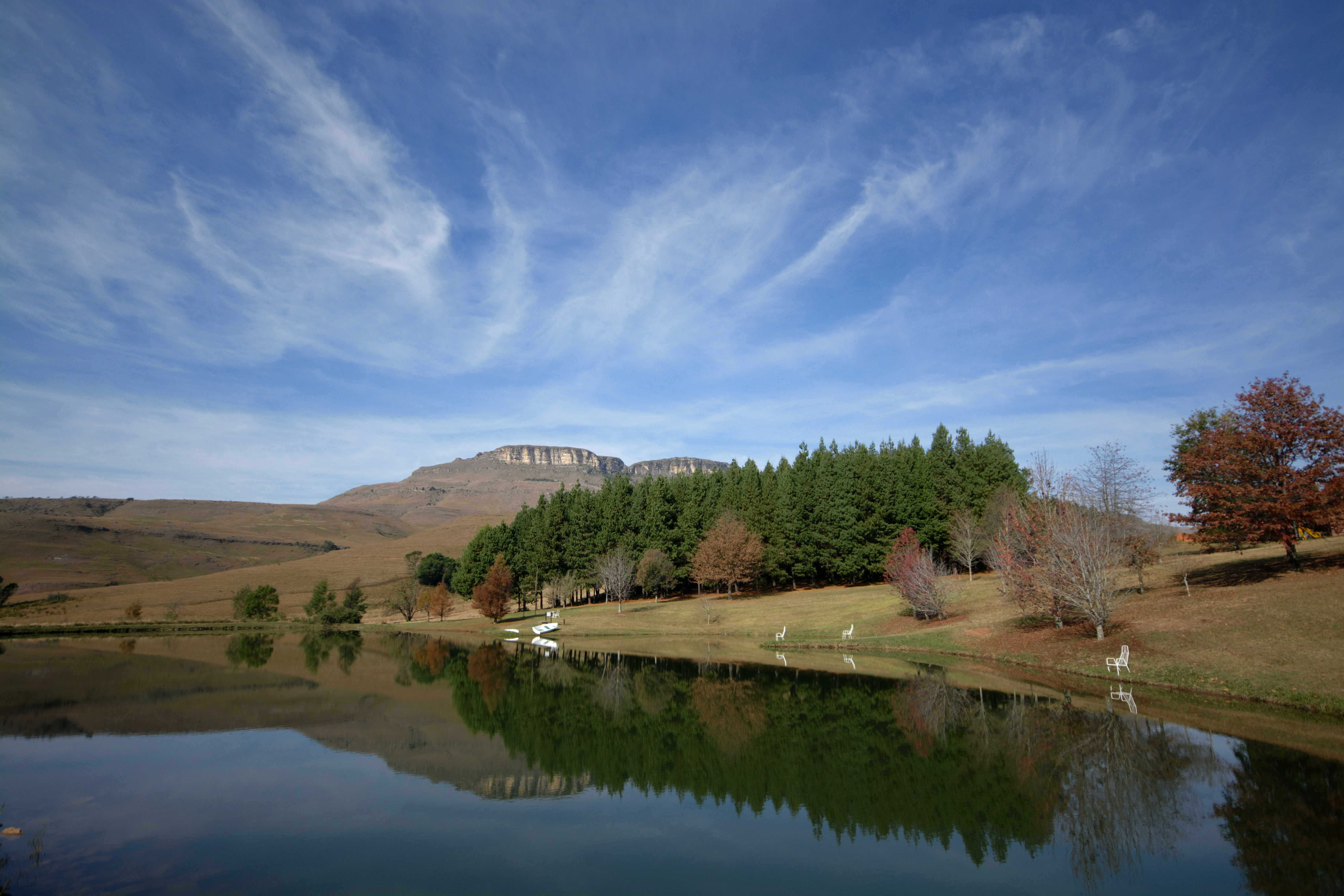 Quiet Reflections at the Highland Lake: Pines, Water, and a Granite Ridge