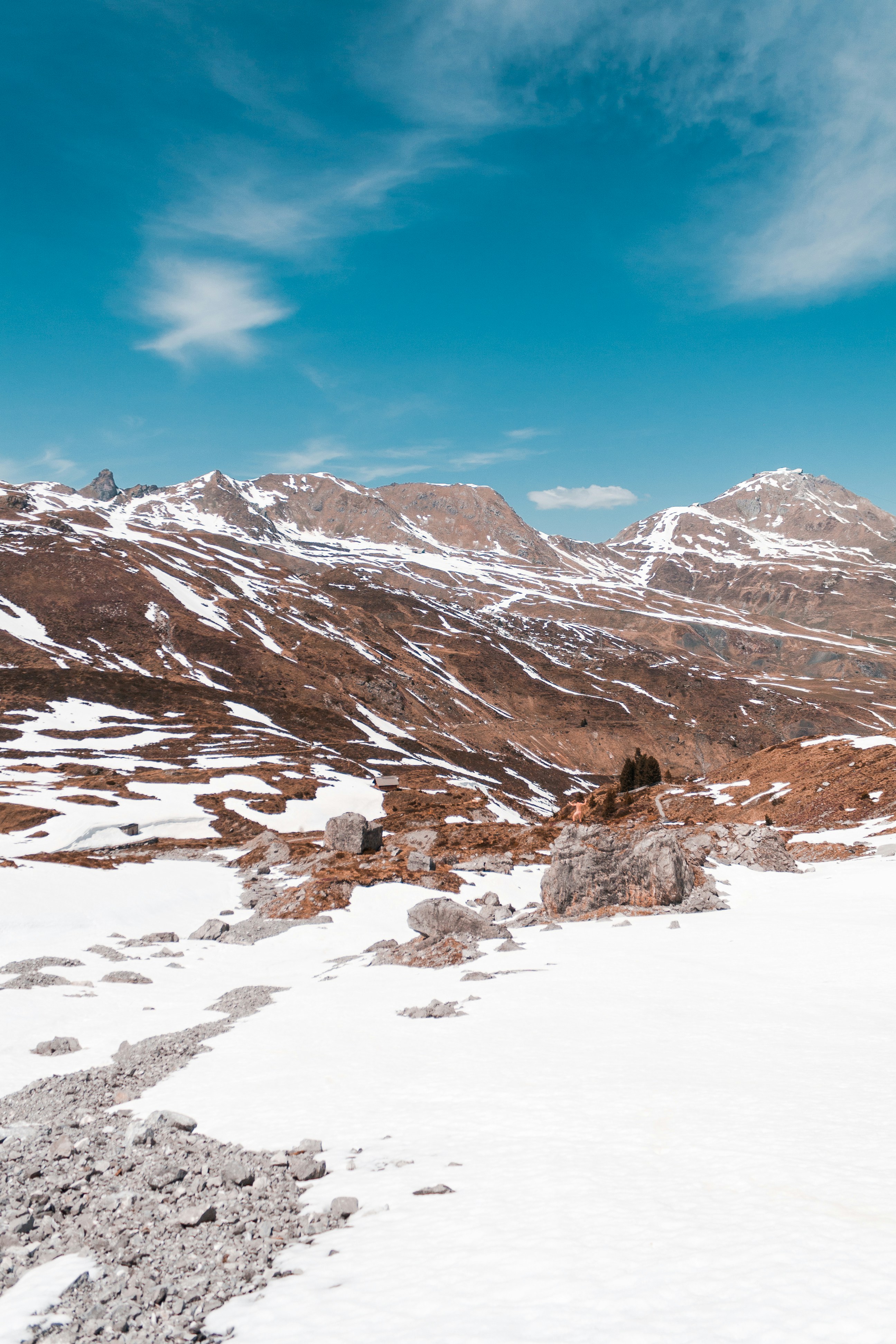 Snow-Dusted Ridge Under a Clear Arctic Sky