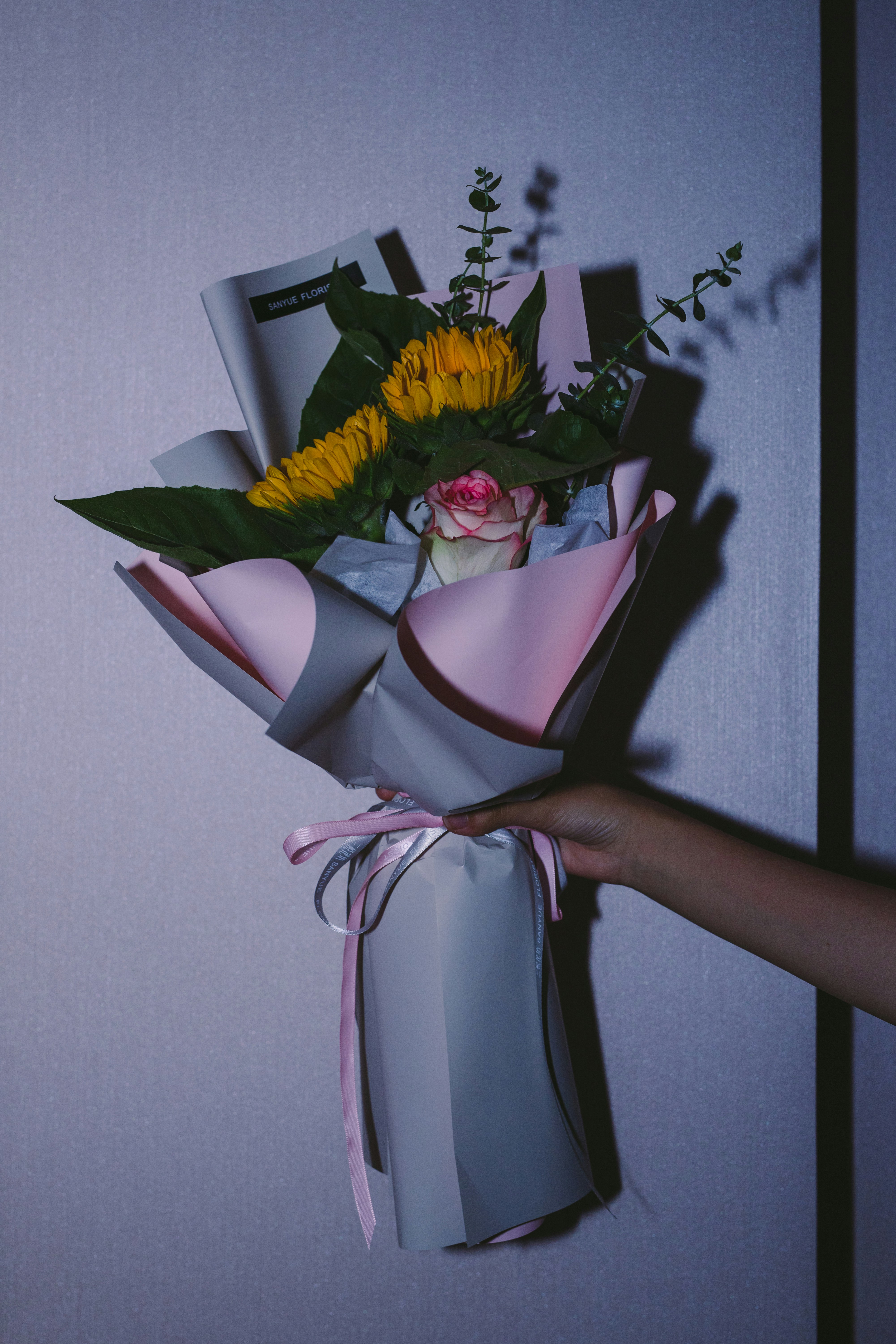 Bouquet of Promise: A Handful of Sunshine in a Pink Ribbon