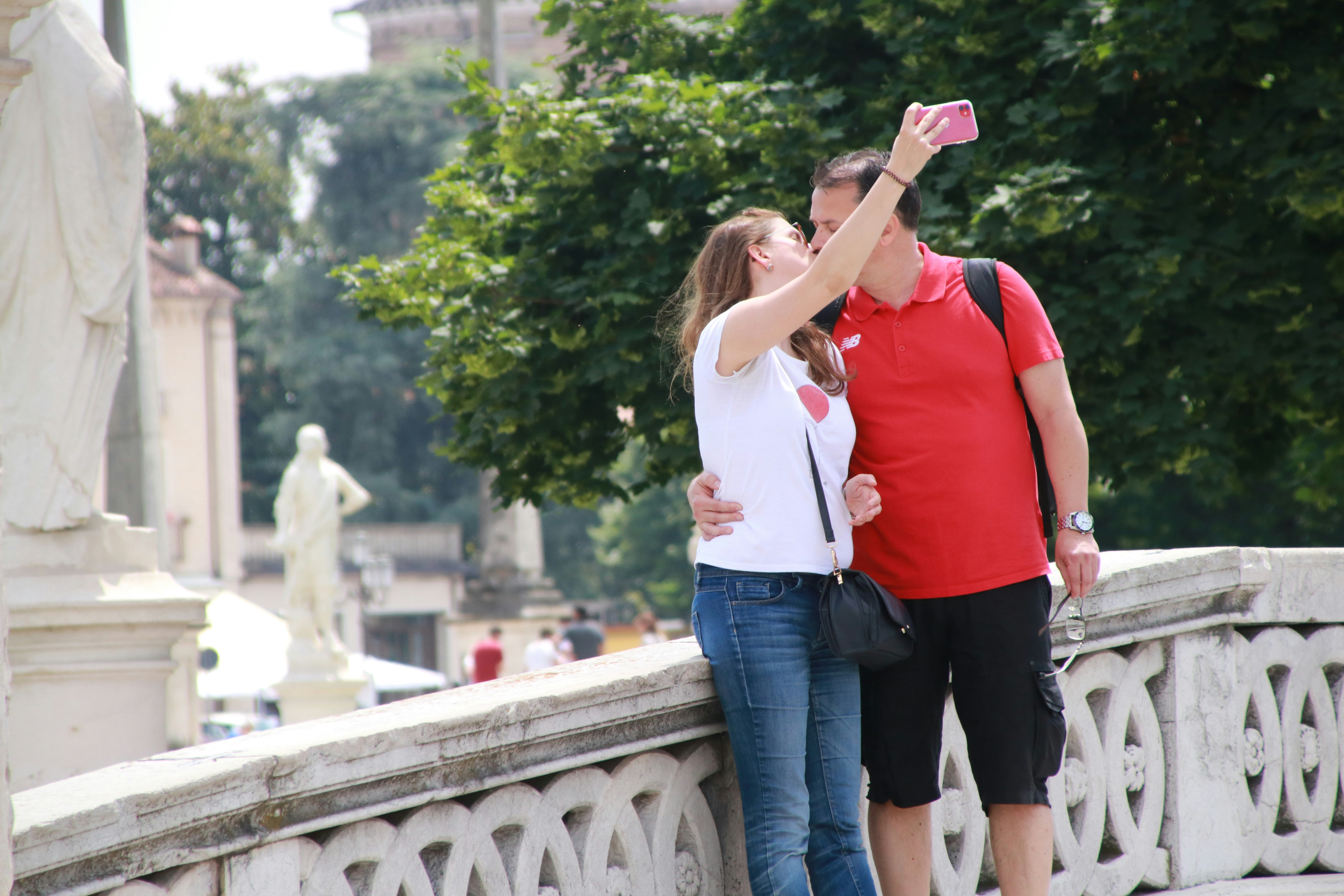 Sunlit Embrace on the City Bridge