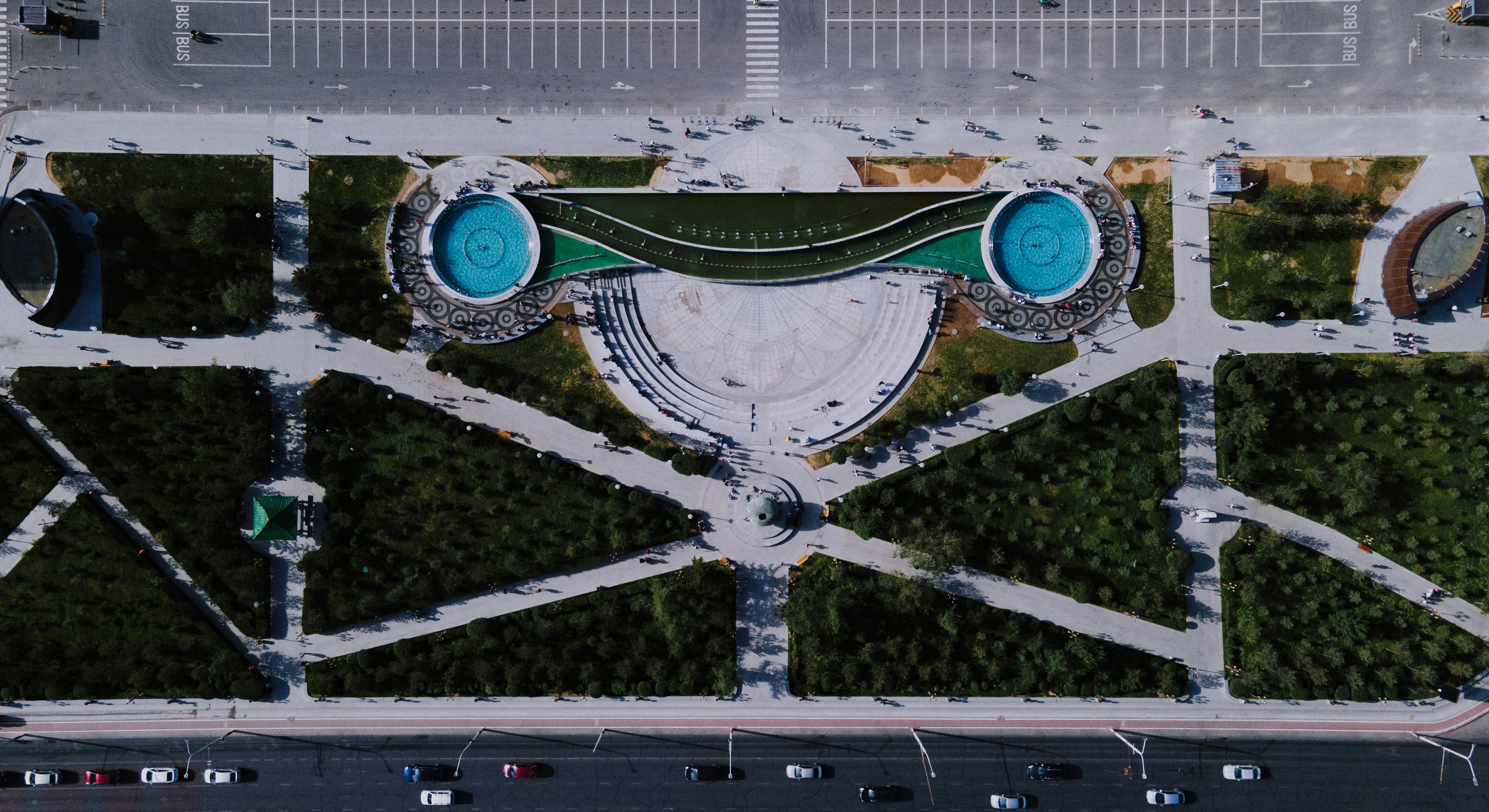 Symmetrical Urban Oasis from Above