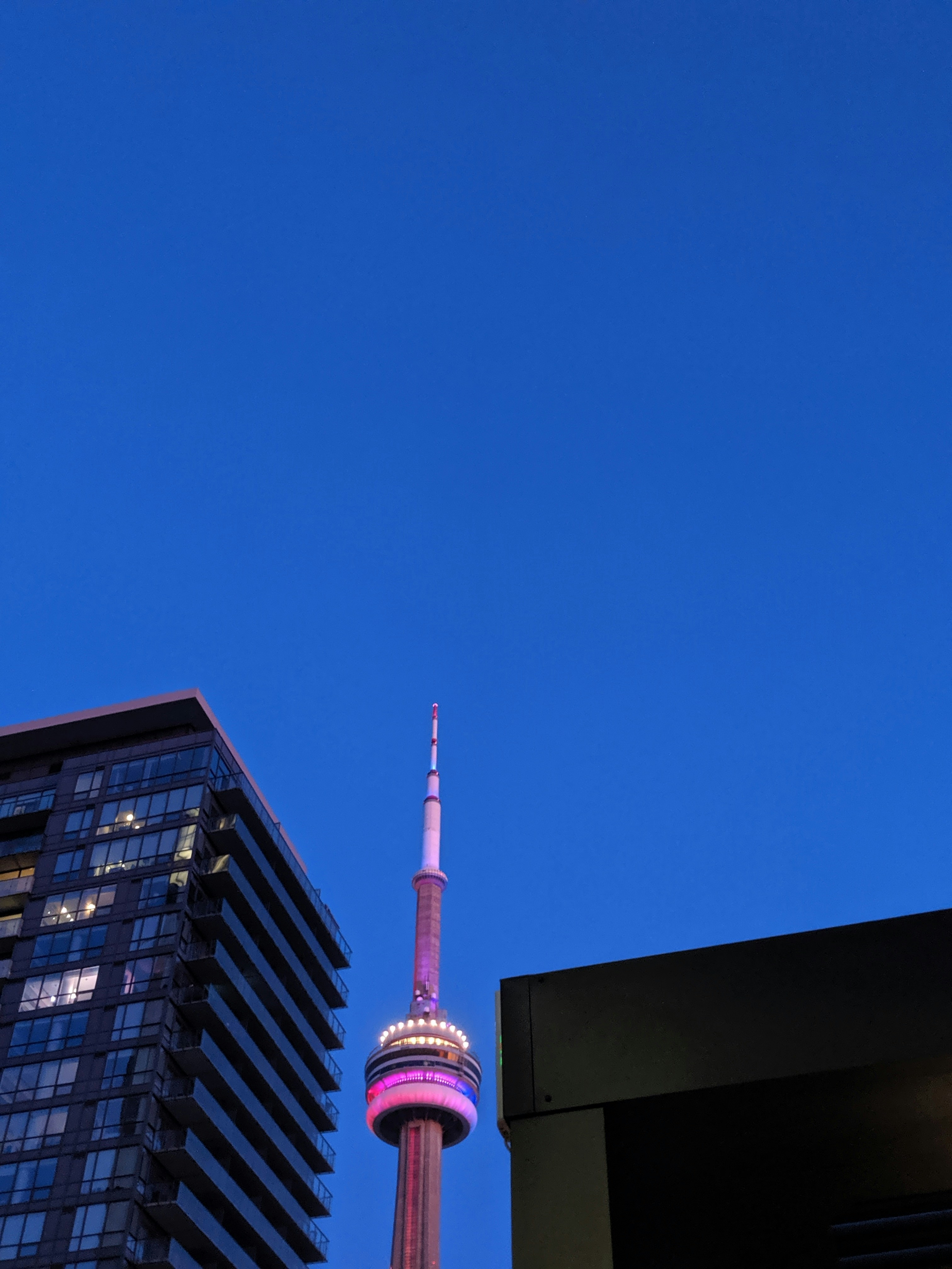 Cobalt Sky, Pink Spire: The CN Tower at Dusk