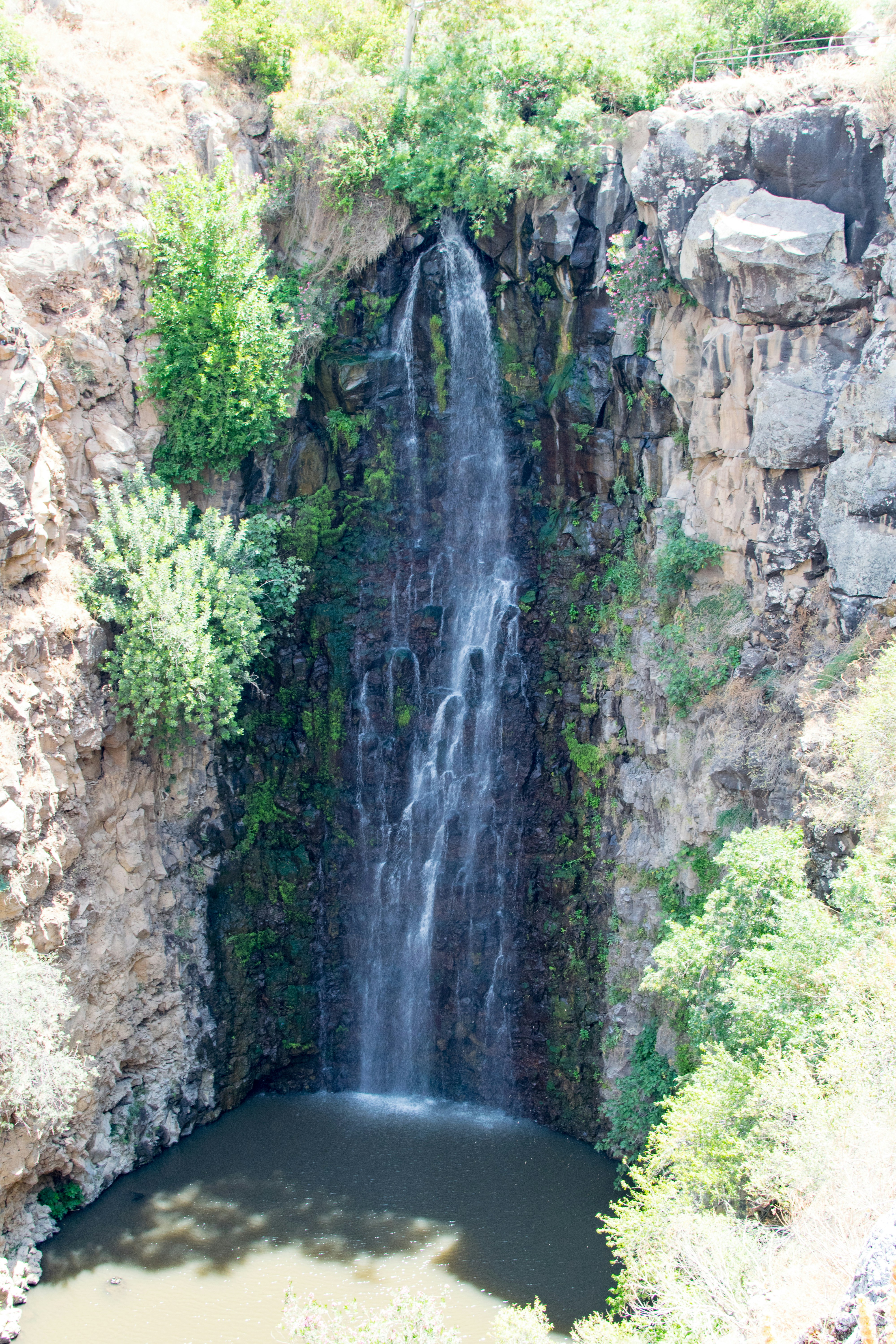 Canyon Cascade: Mossy Cliffs Framing a Narrow Waterfall