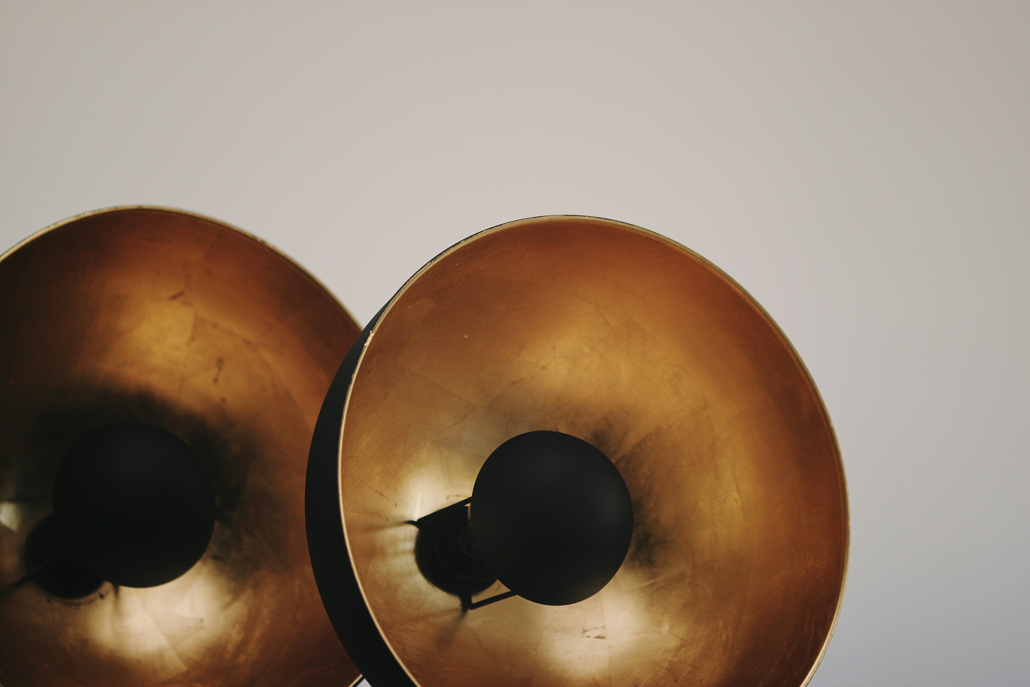 Brass Spotlight: Twin Horns Against a Soft Skyline