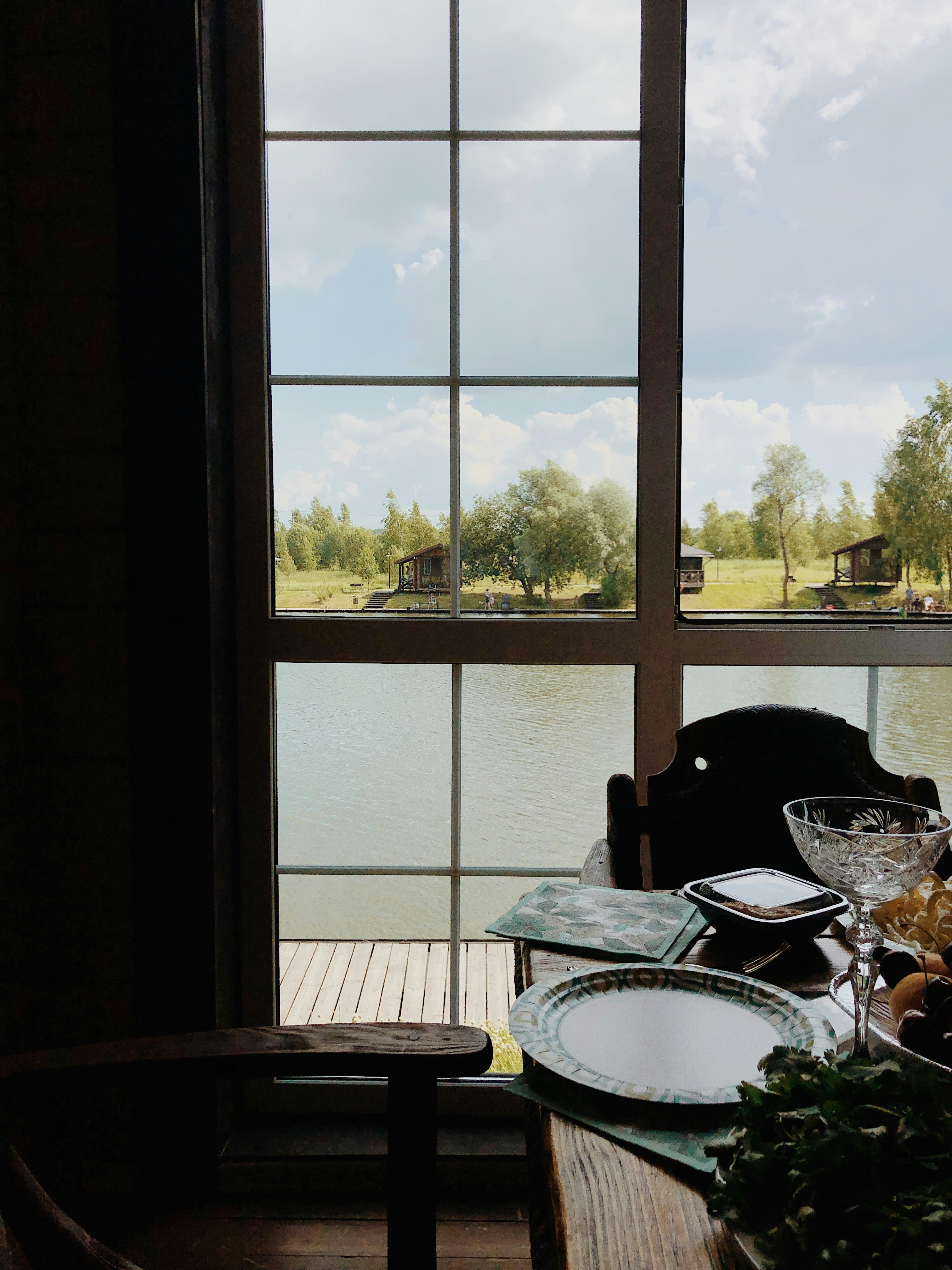Breakfast by the Window Overlooking a Lake